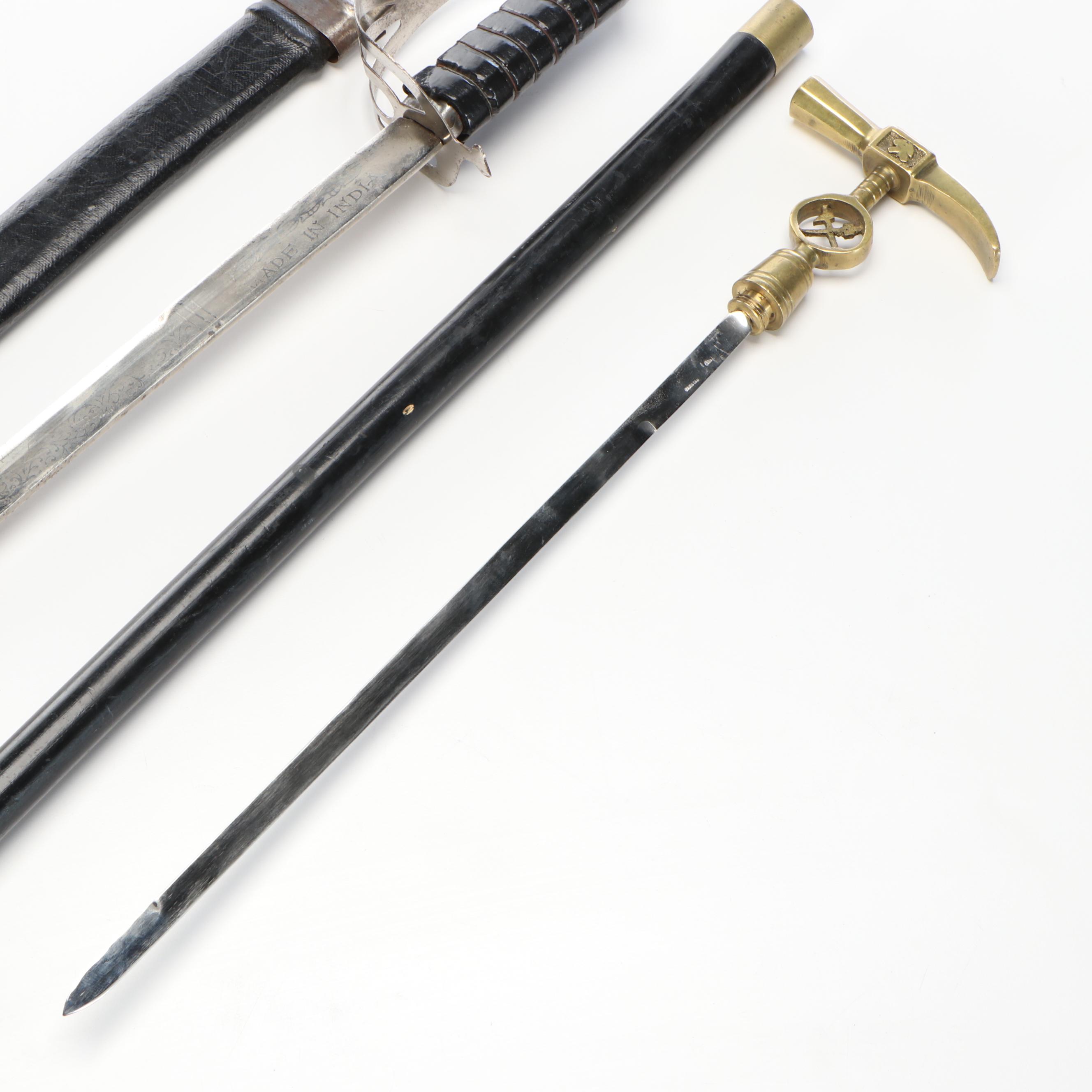 Anglo-Indian Cavalry Officer's Sabre and Mining Motif Pick Handle Sword ...