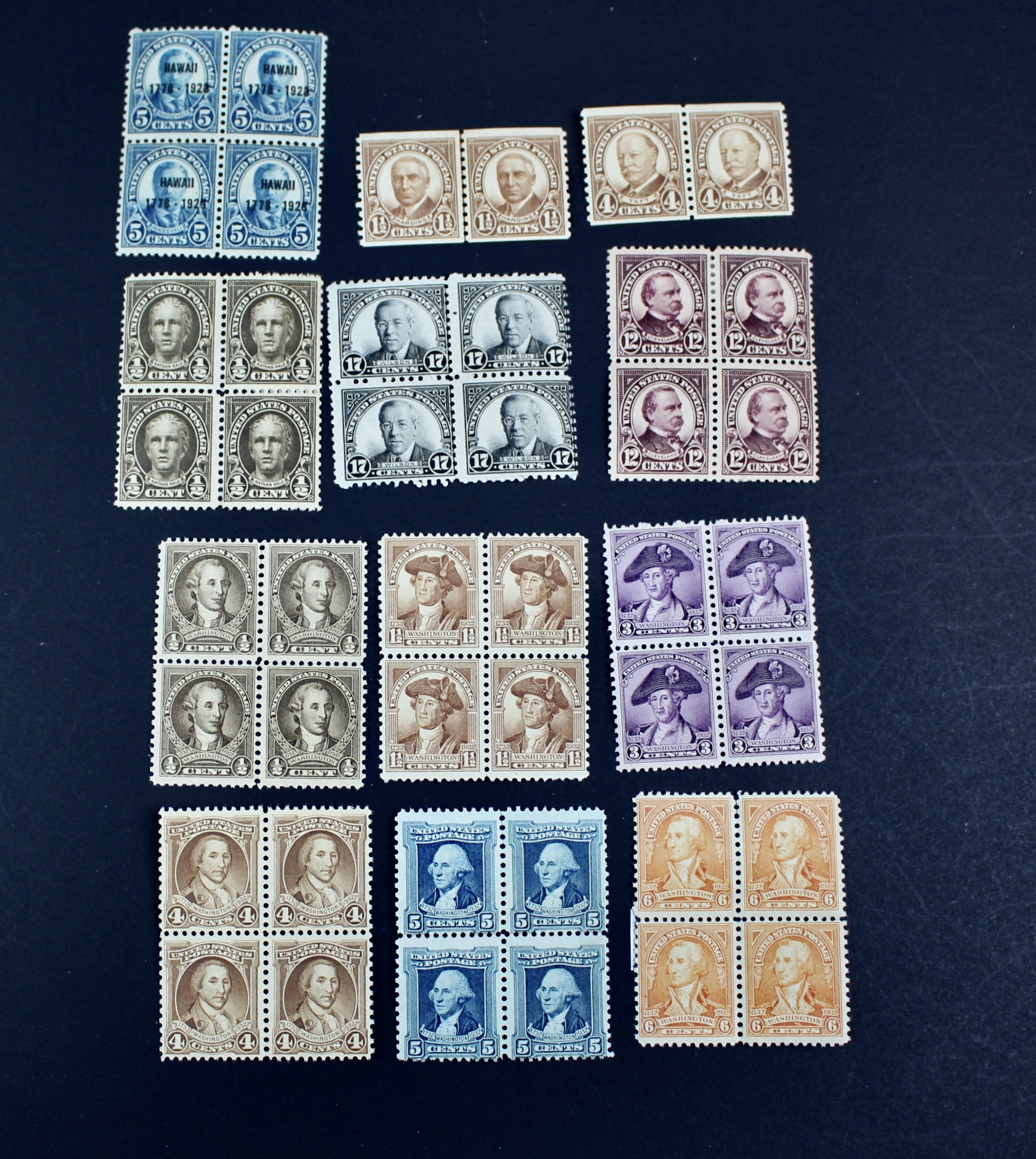 154 Early Mint Condition Postage Stamp Blocks and Pairs Collection ...