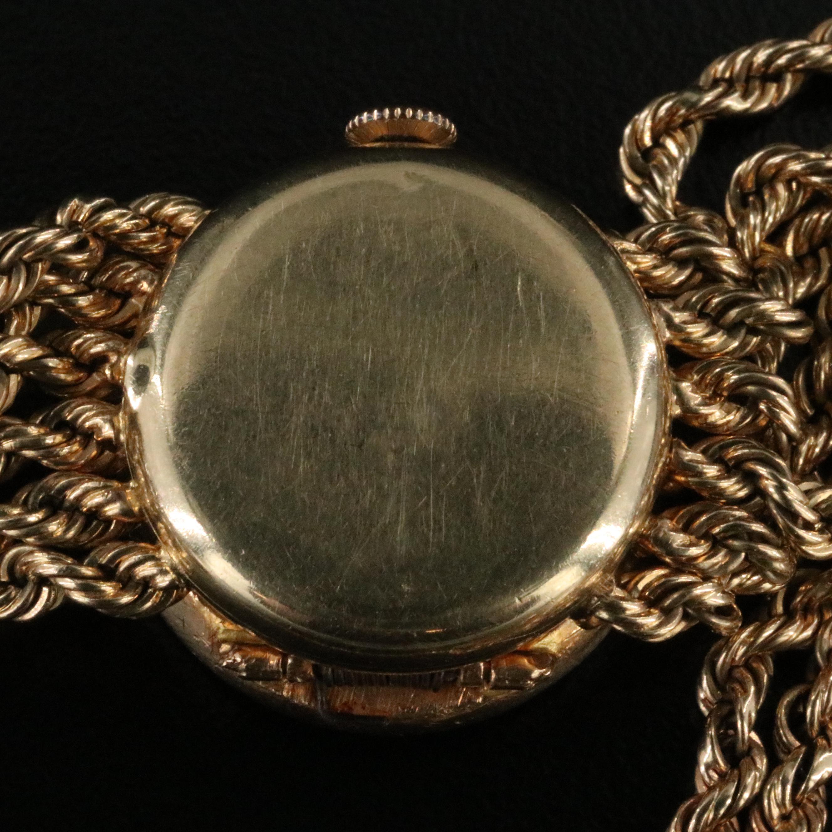 14K Gold Swiss Manual Wind Custom Diamond Dial Cover | EBTH