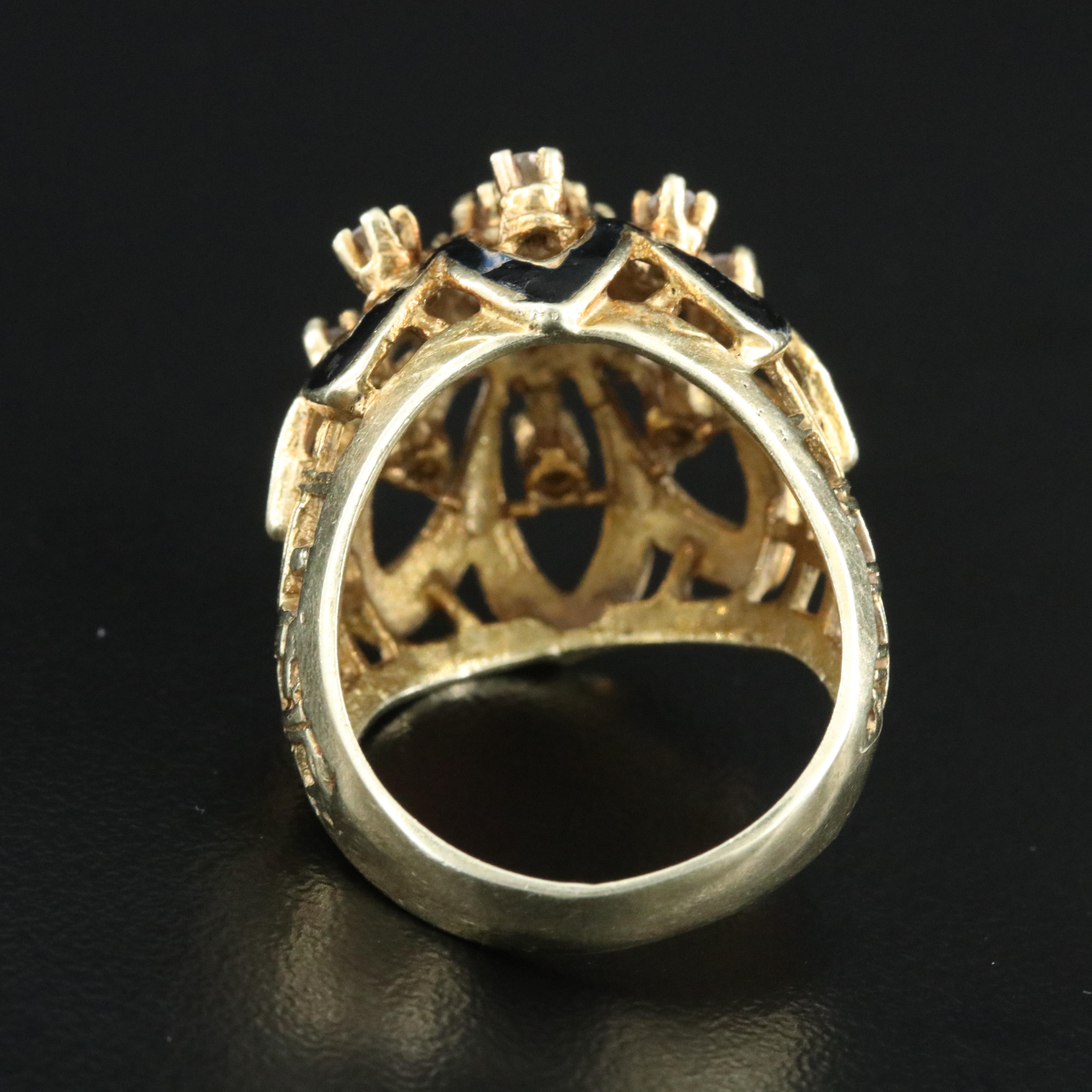 14K Ruby and Diamond Basket Weave Ring with Enamel Detail | EBTH