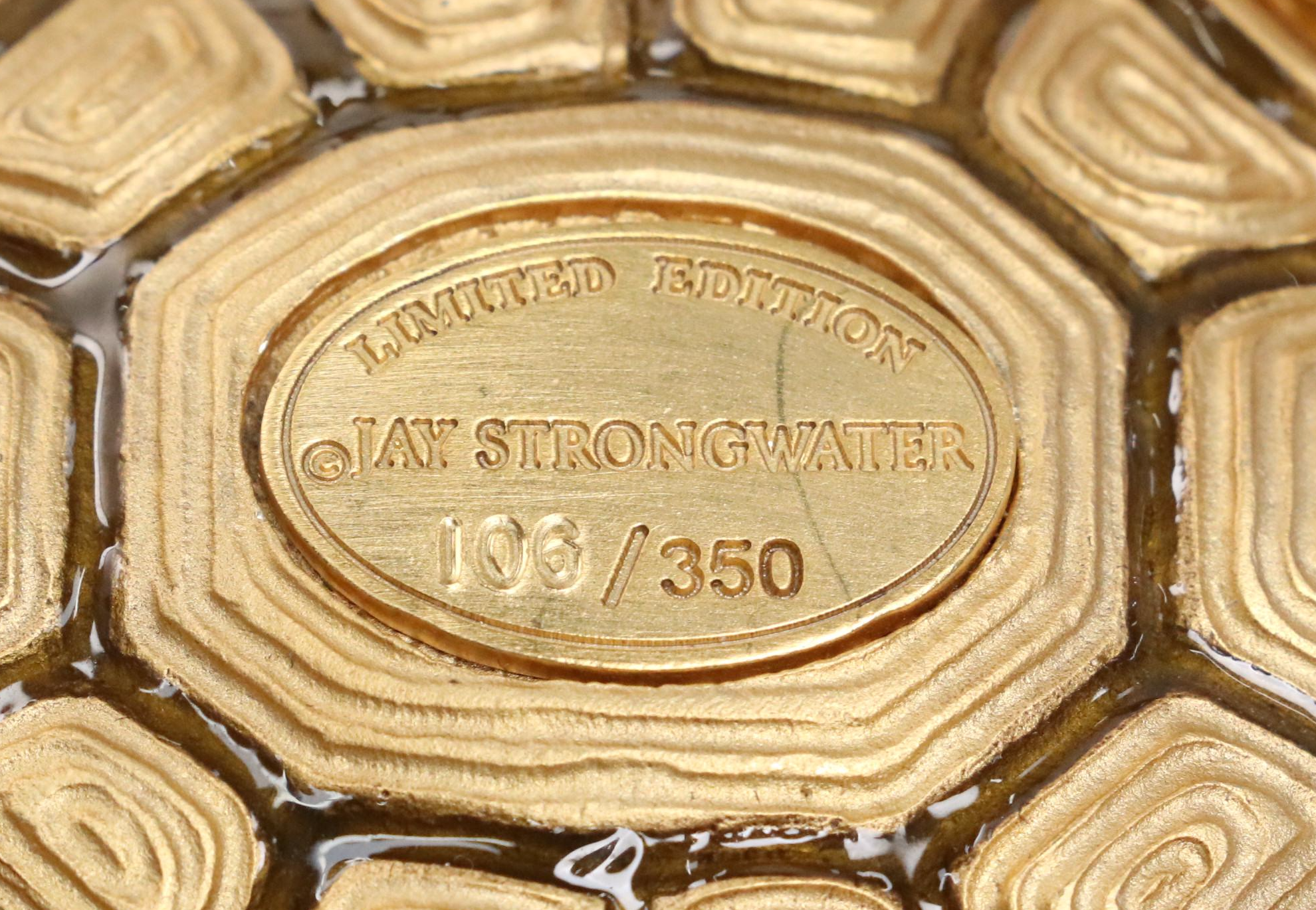 Two Jay Strongwater Enameled Metal Turtle and Tortoise Boxes with ...