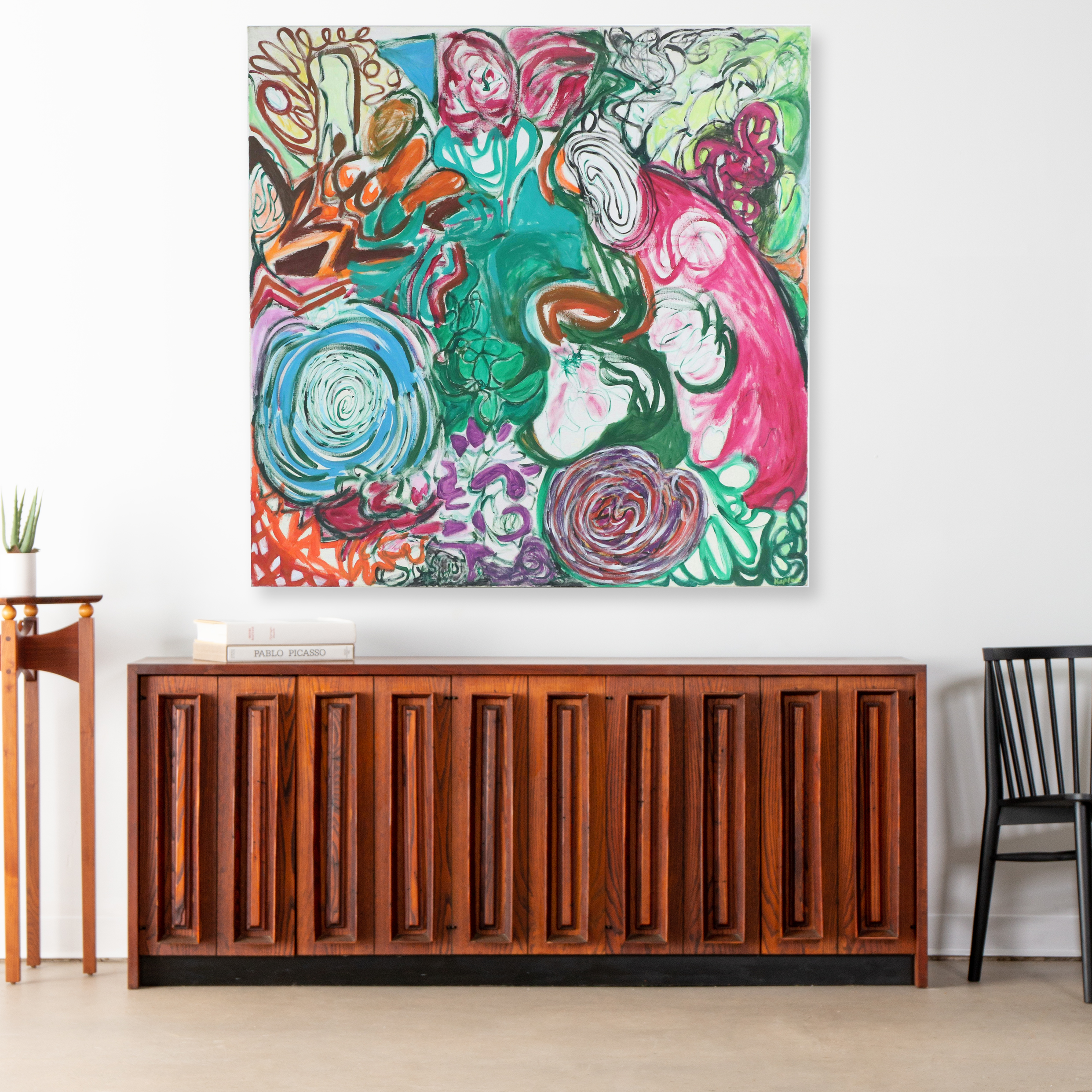 Zena Kaplan Large-Scale Abstract Still Life Acrylic Painting "Cabbages ...