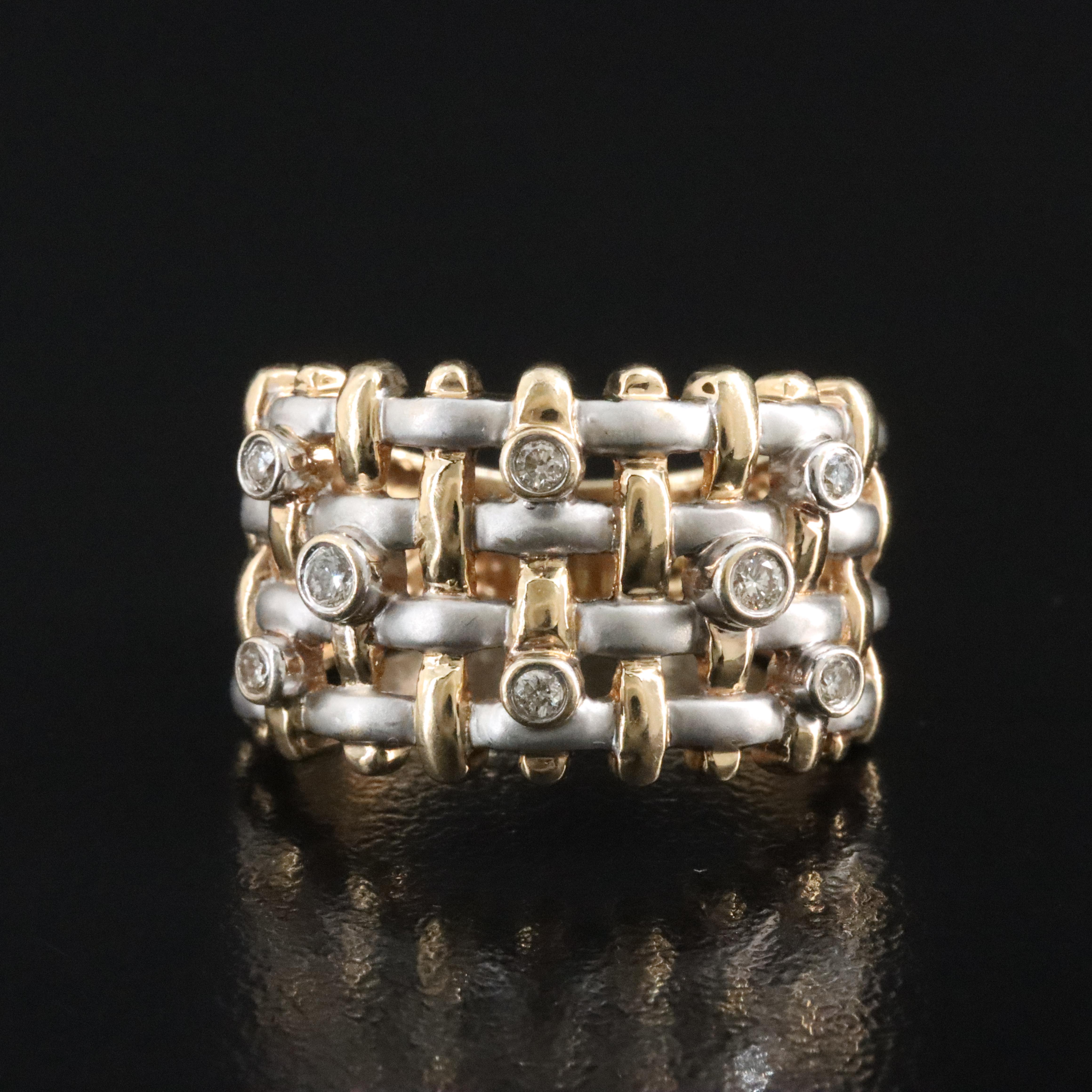 14K 0.14 CTW Diamond Basket Weave Ring | EBTH