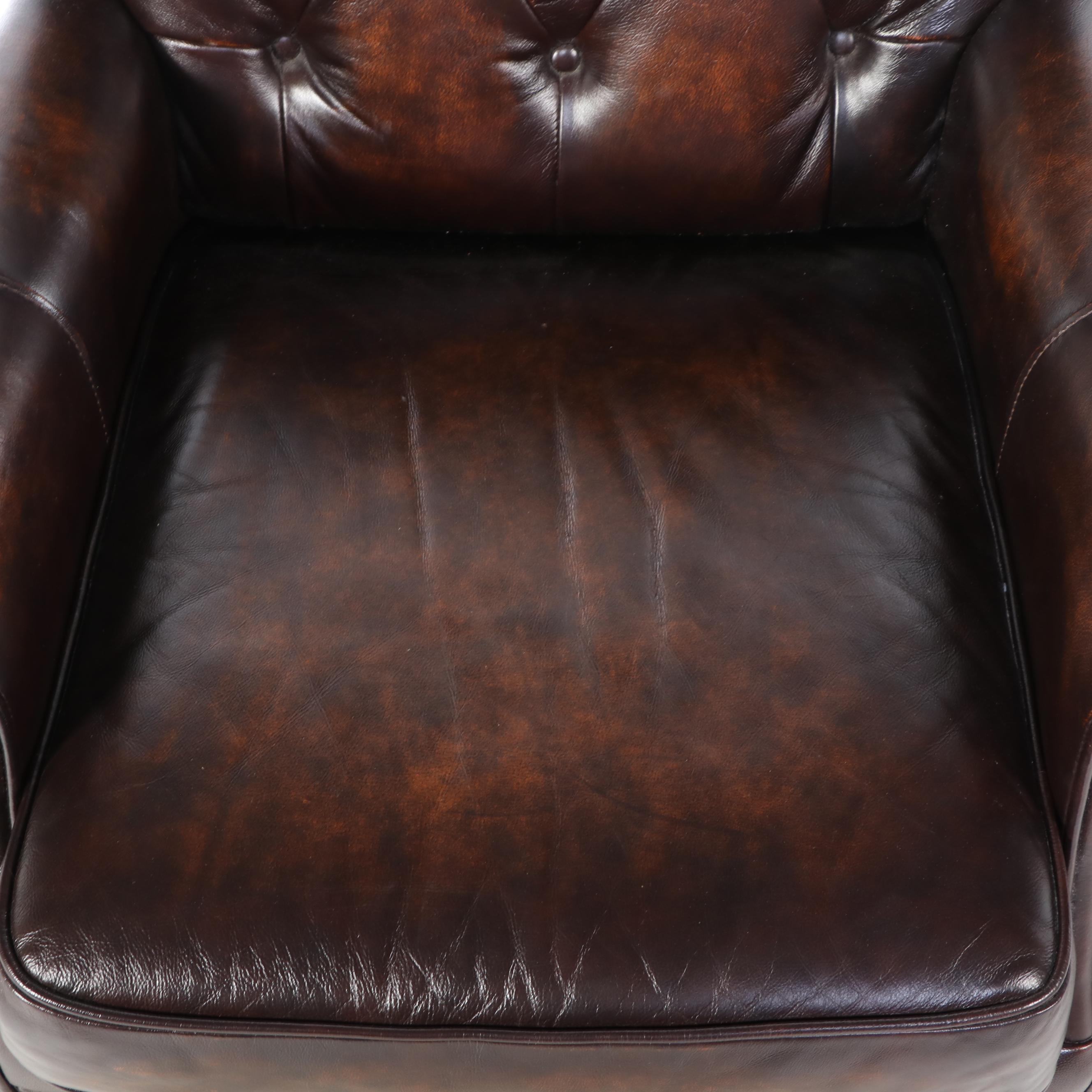 Superb Creation Ltd. Buttoned-Down Leather Club Chair with Nailheads | EBTH