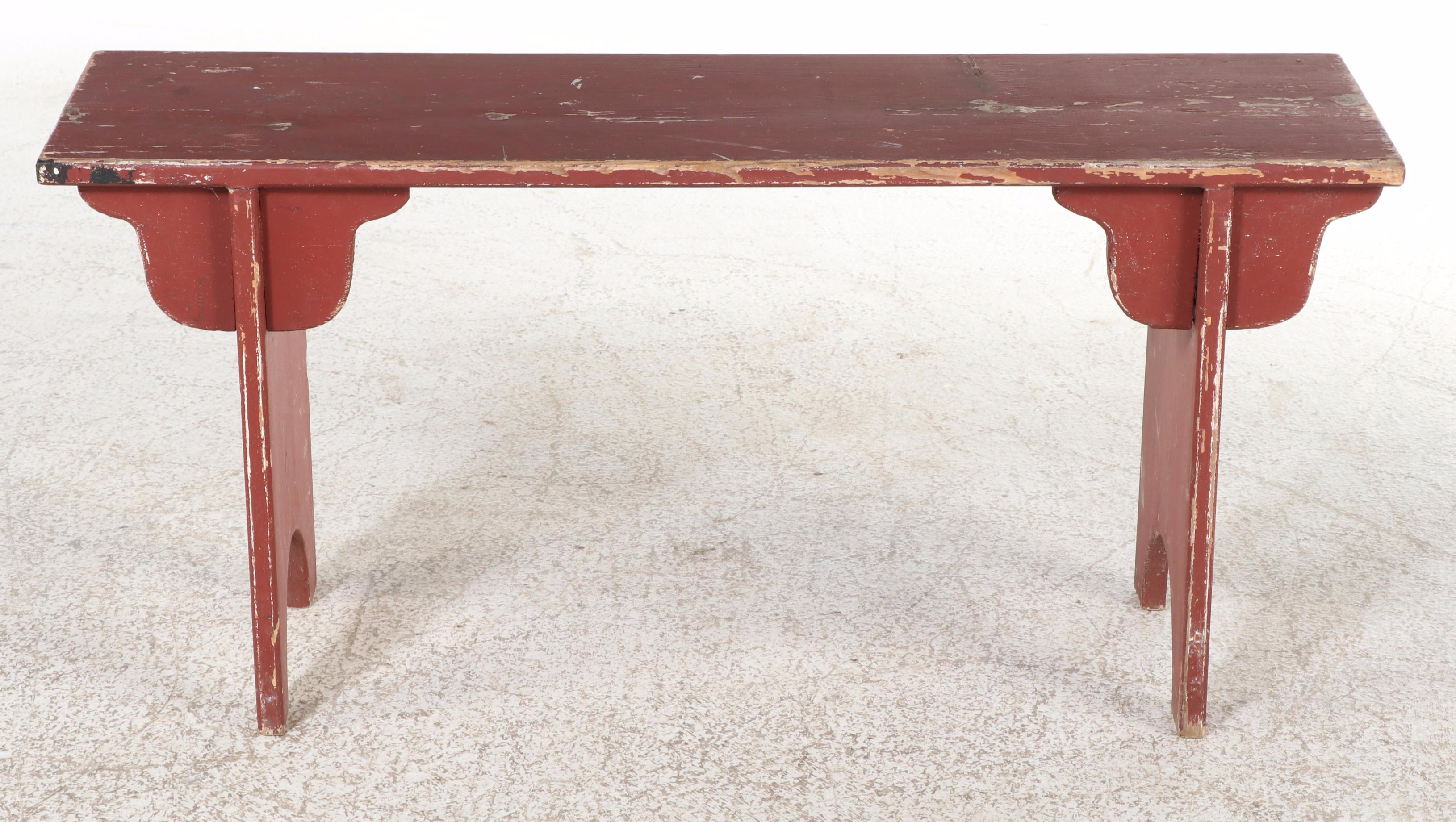 American Primitive Painted Pine Bootjack Bench | EBTH