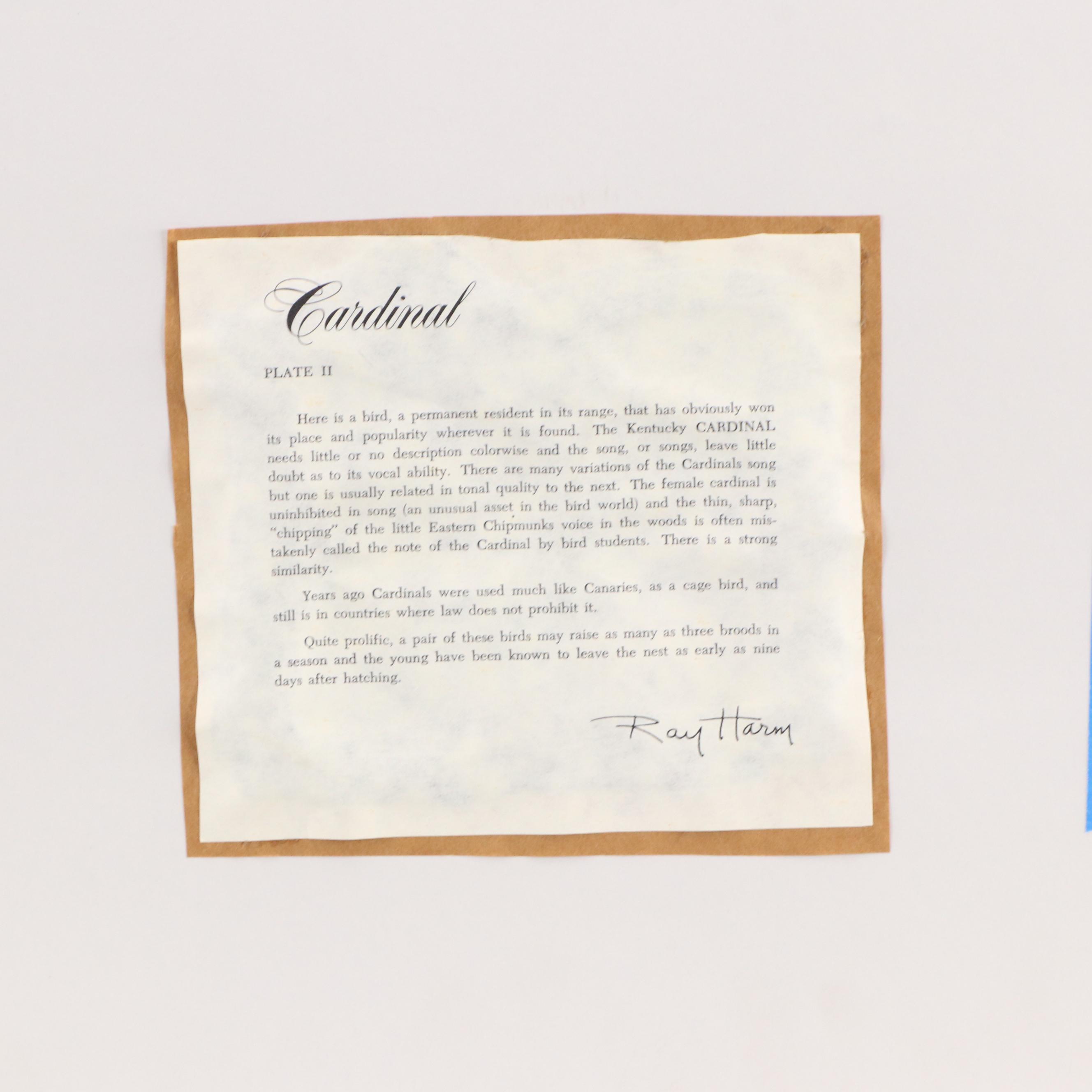 Ray Harm Offset Lithograph "Cardinal", 1963 | EBTH