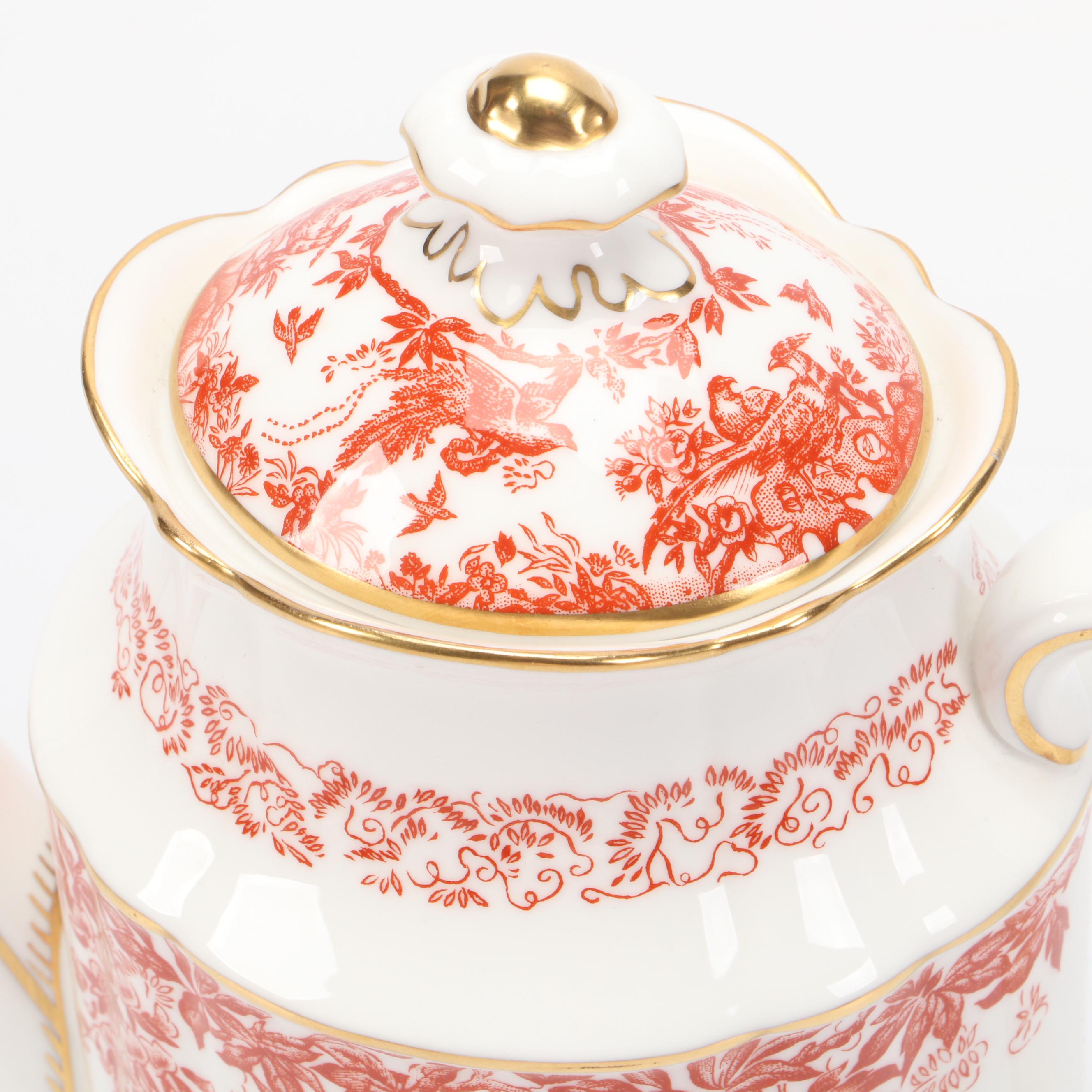 Royal Crown Derby "Red Aves" Porcelain Coffee and Tea Service | EBTH