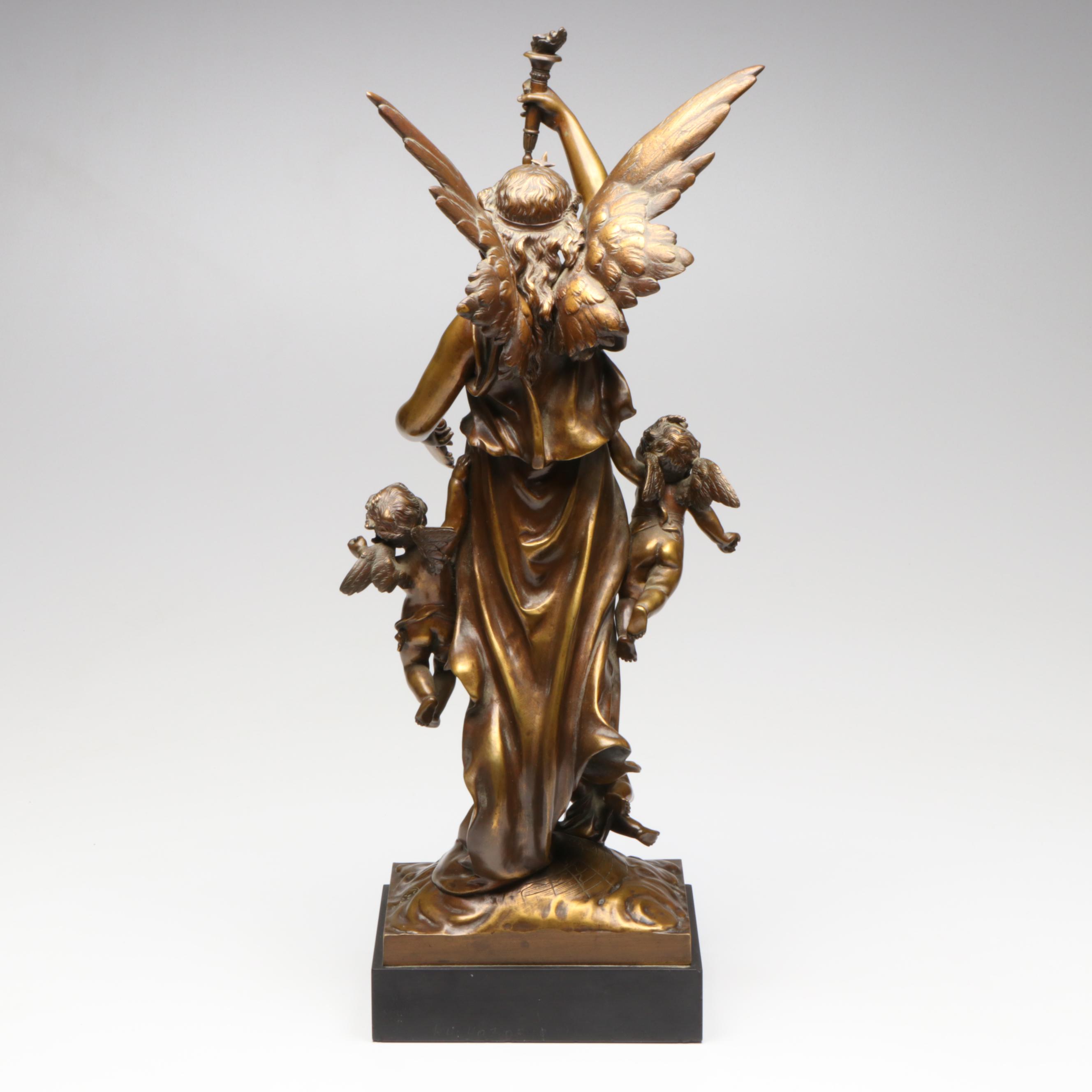 Cast Brass Figure After August Moreau "La Paix Armée" (Armed Peace) | EBTH