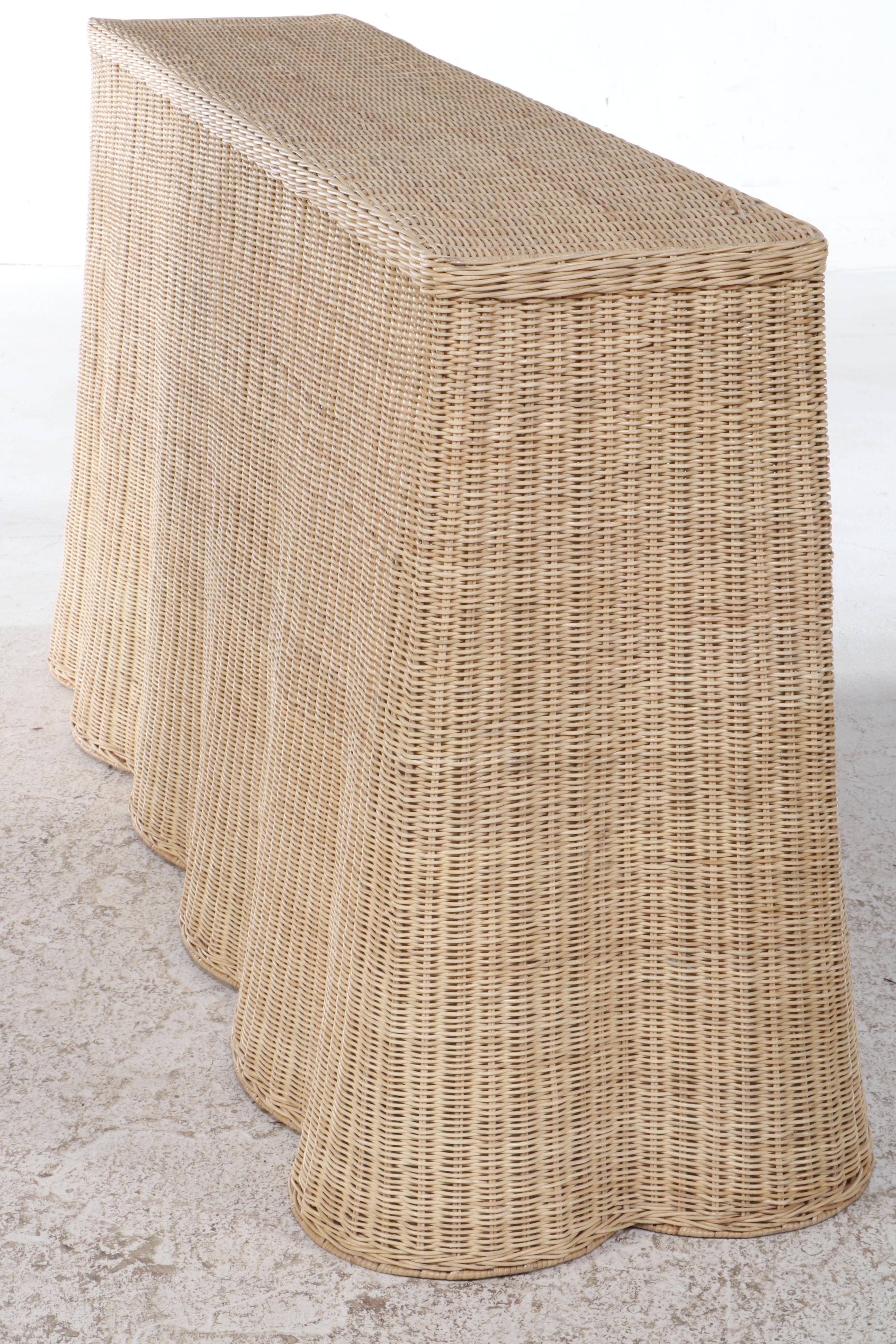 Scallop Base Wicker Console Table | EBTH