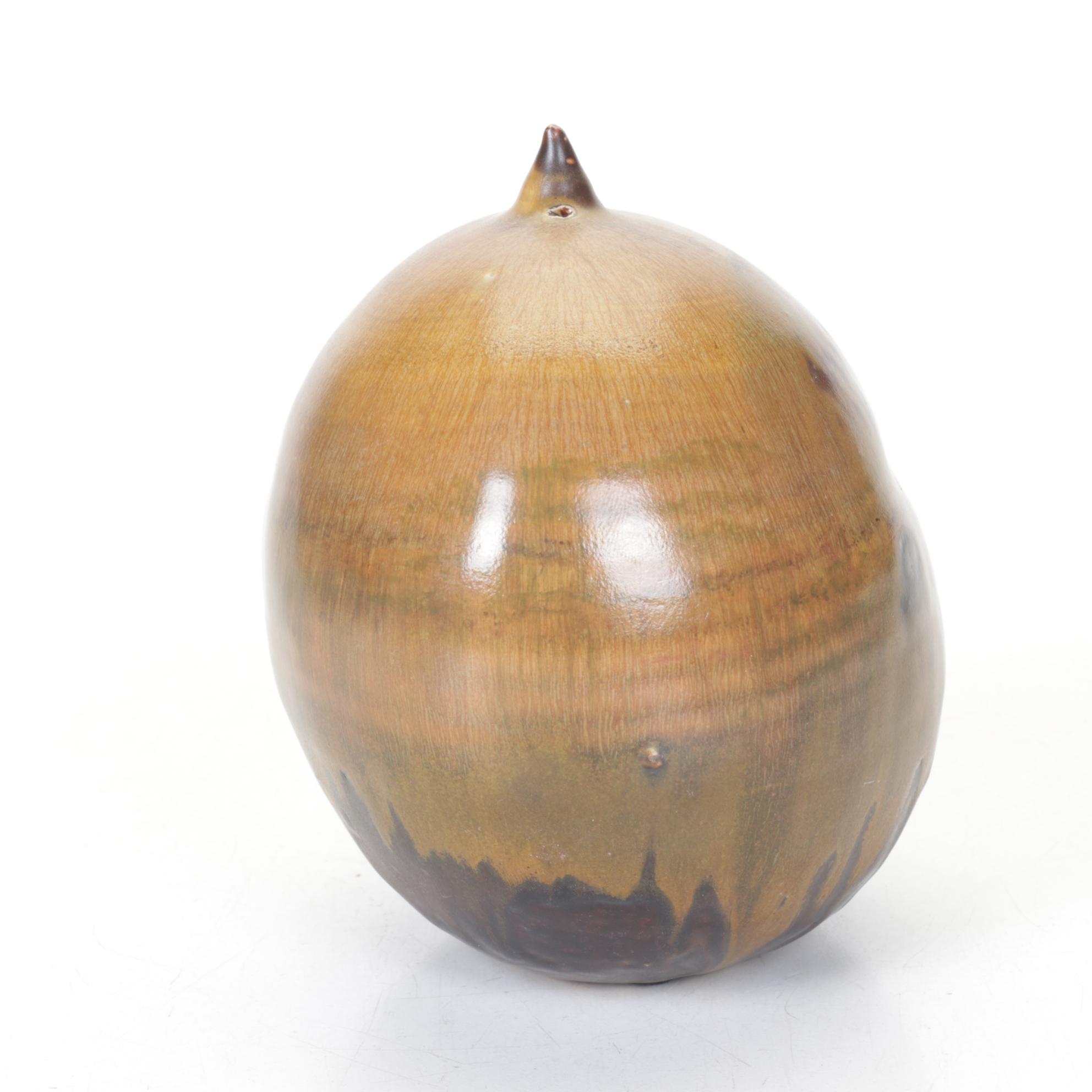 Toshiko Takaezu Glazed Ceramic Closed Form with Rattle | EBTH