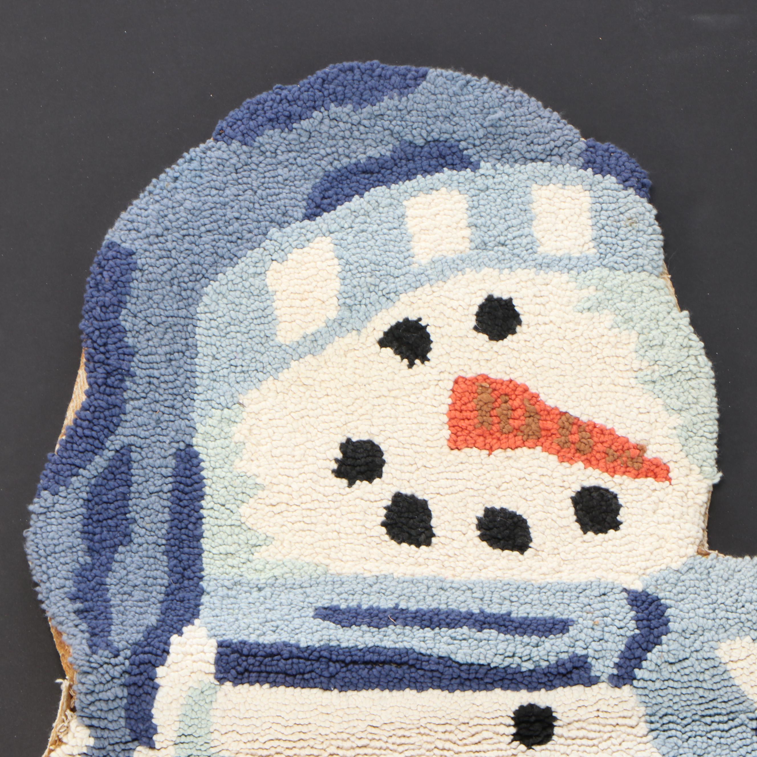 Du Pont "Seasons Greeting" Nylon Rug with Indian Hooked Cotton Snowman ...