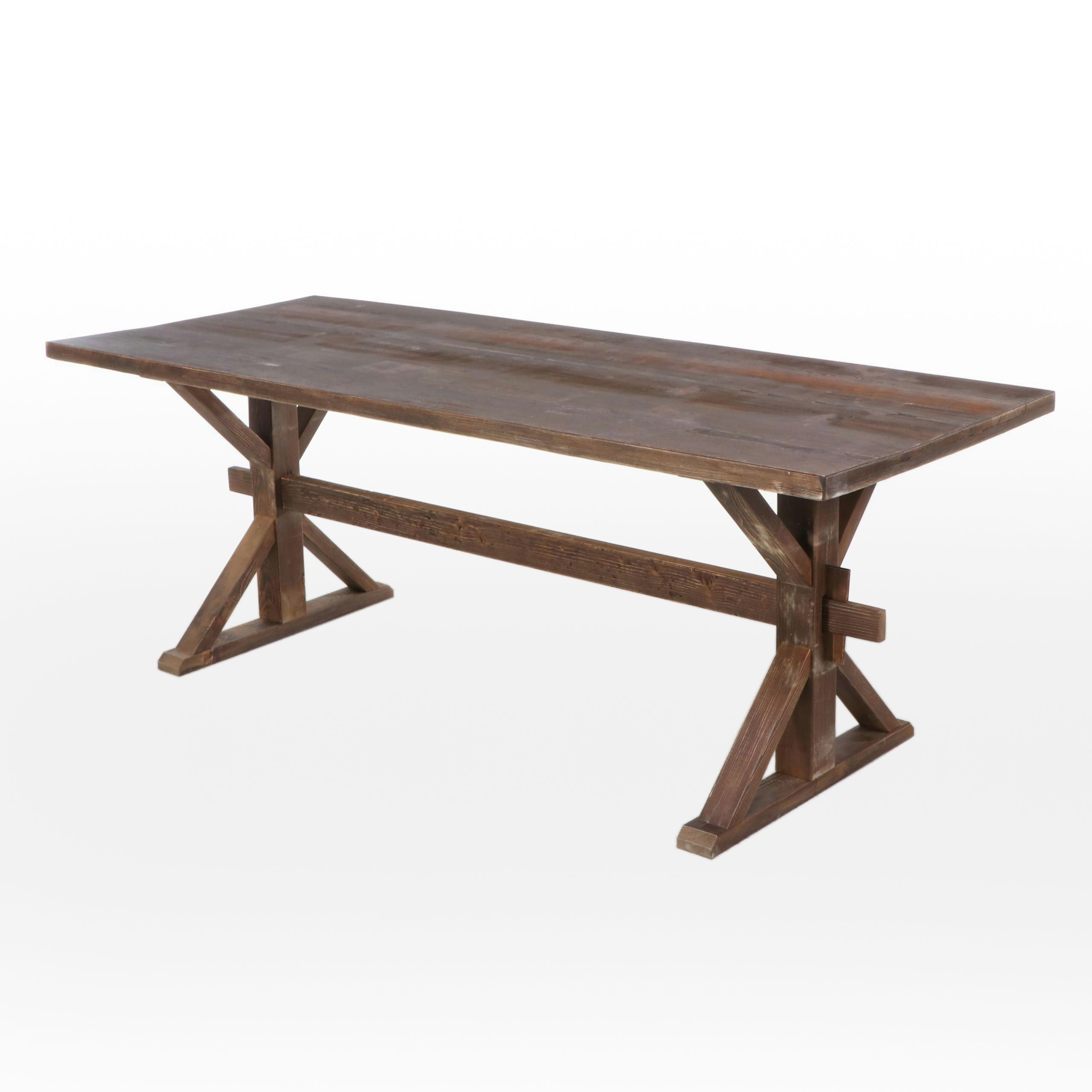Rustic Reclaimed Pine Trestle-Base Dining Table | EBTH