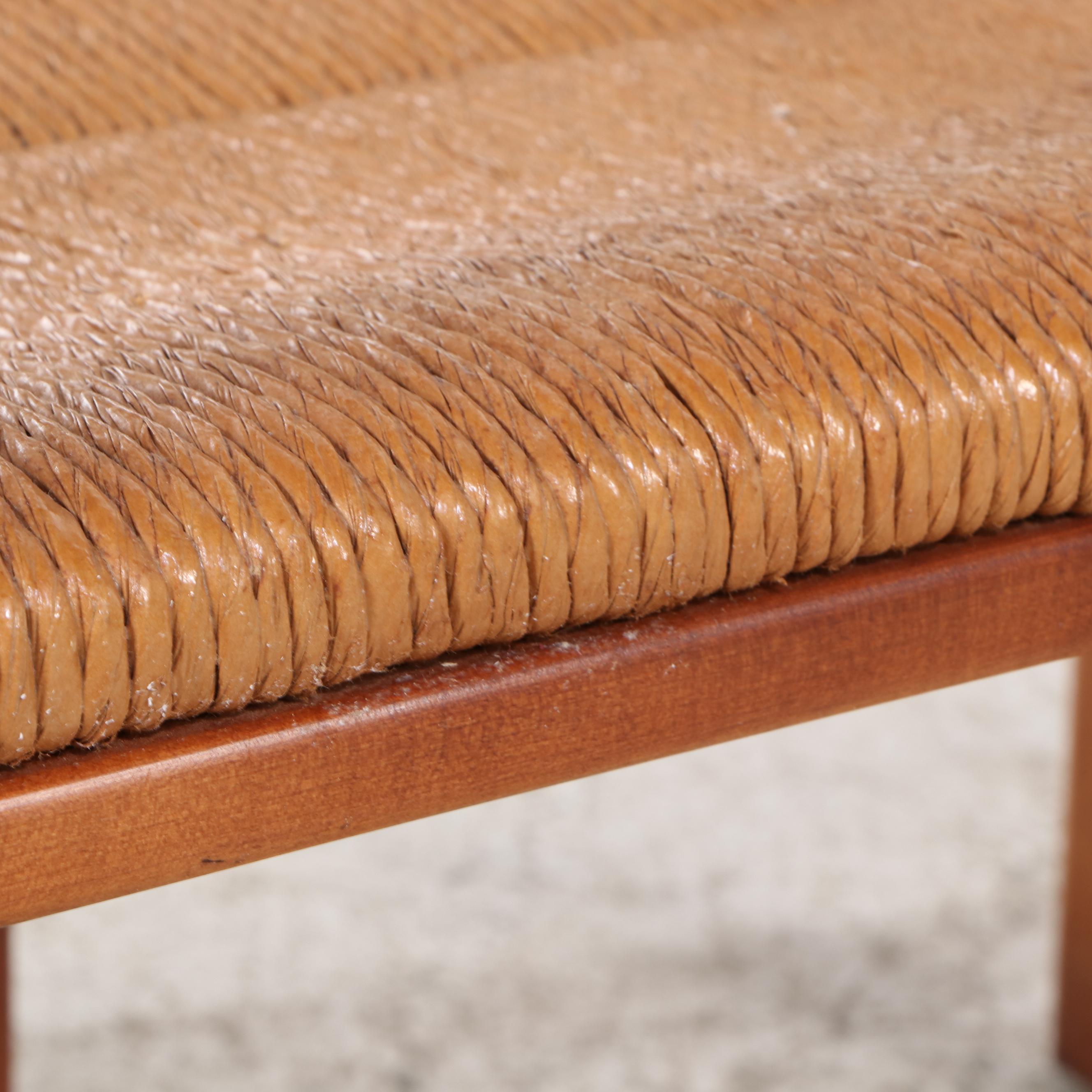 Spanish Colonial Style Turned Spindle Bench with Rush Seat, 20th ...