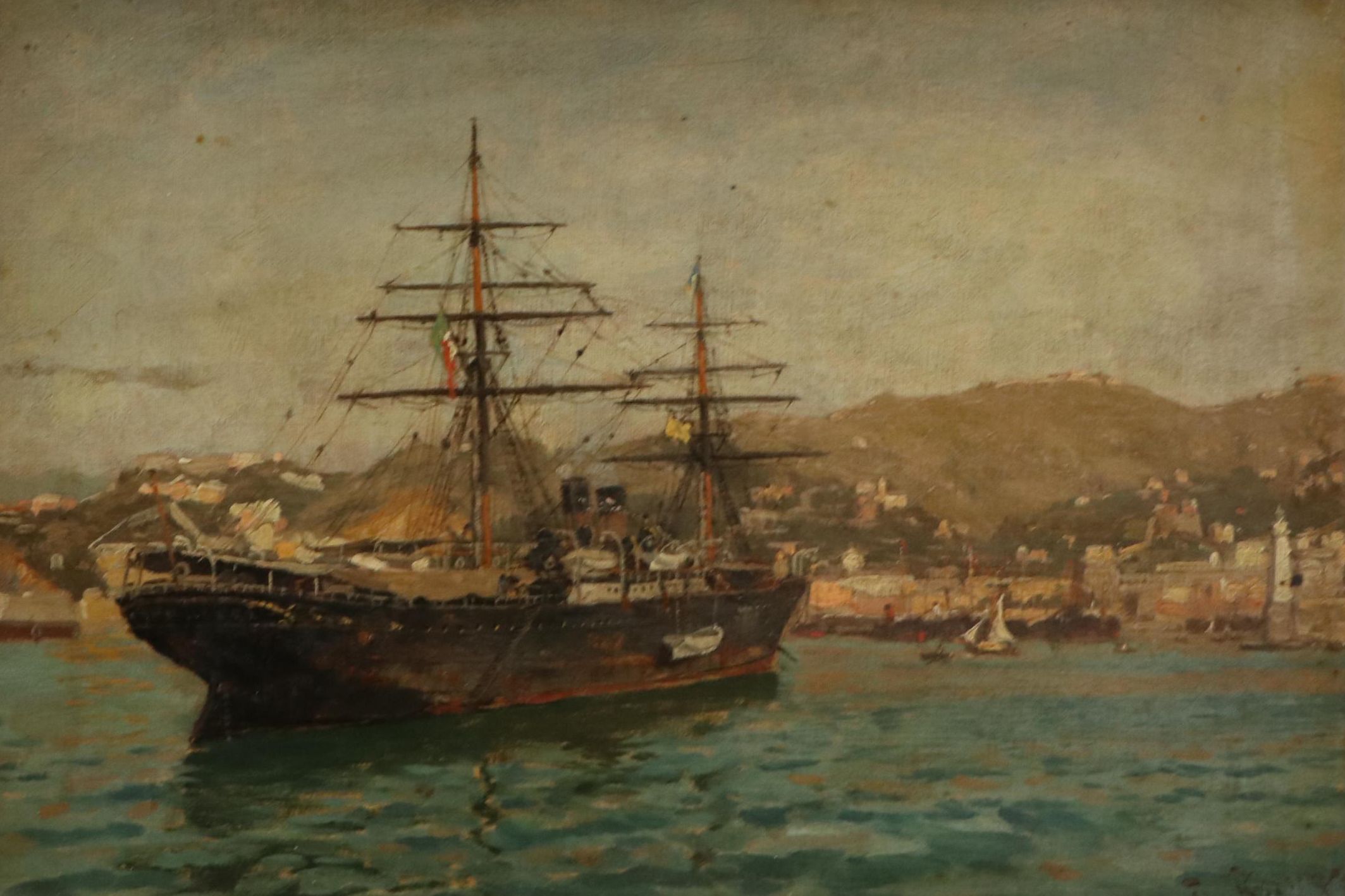 Julius Fredrich Ludwig Runge Maritime Oil Painting of Port Scene | EBTH