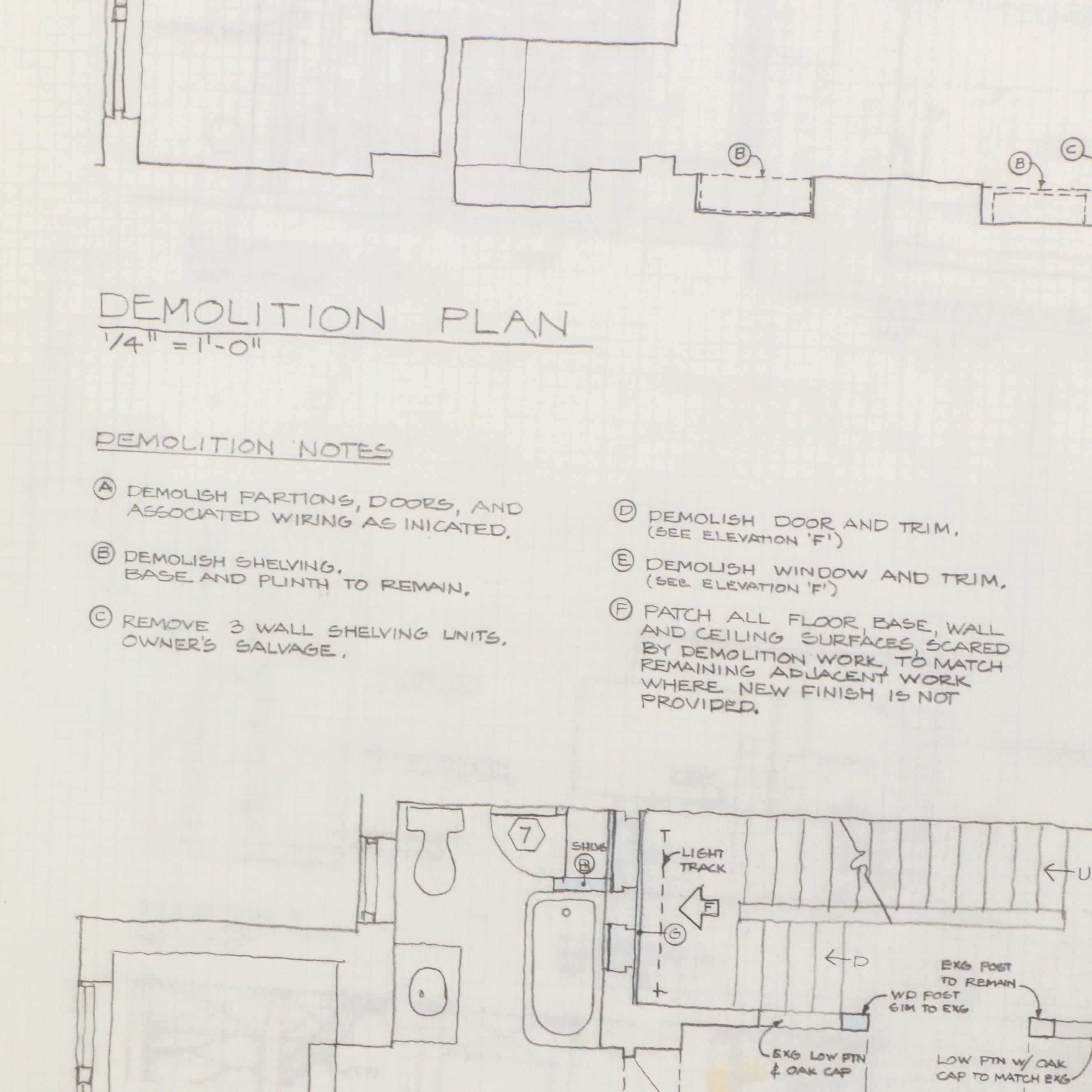 Pad of Drafting Paper Featuring Steven C. Gatschet Architectural Drafts ...