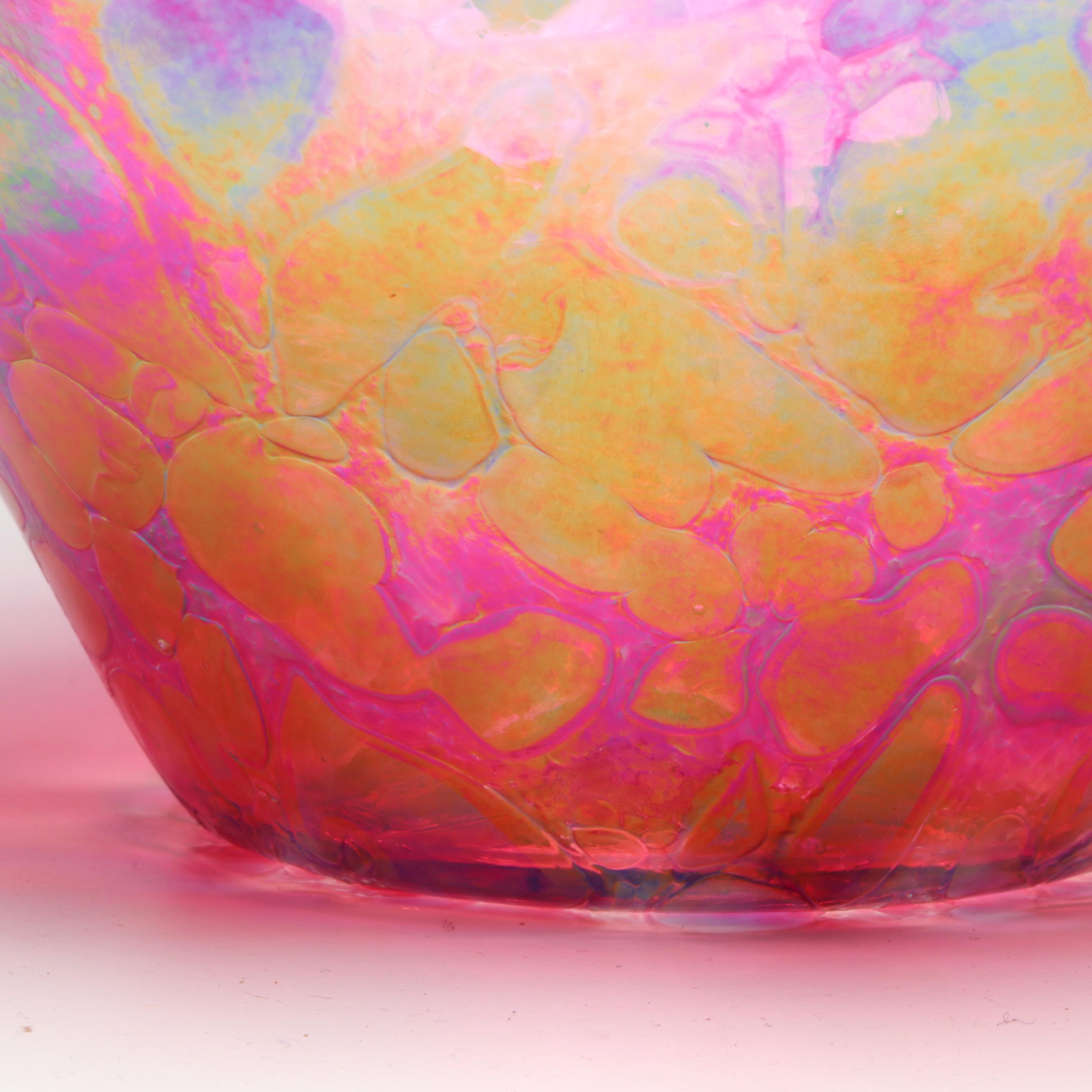 Pair of Pink Luster Glass Ruffled Edge Bowls | EBTH