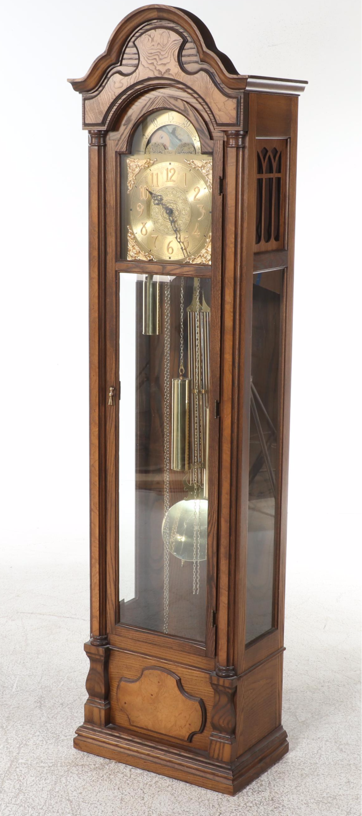 Colonial of Zeeland Ash and Olive Ash Burl Grandfather Clock, Late 20th ...