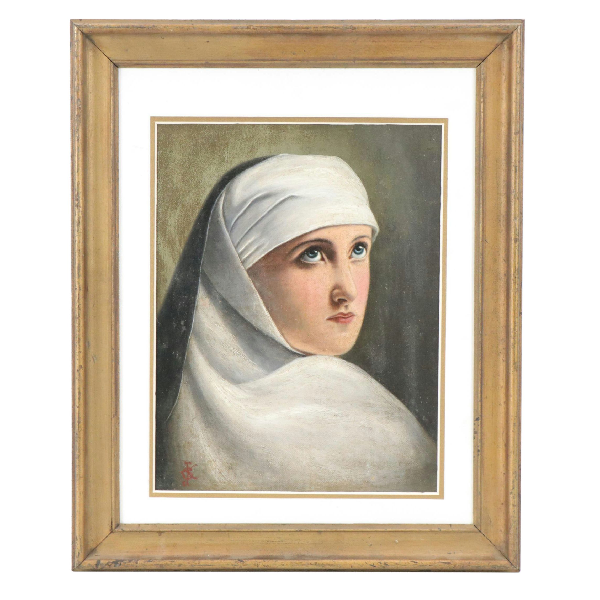 Portrait Oil Painting of Nun After Philip Hermogenes Calderon, Circa ...