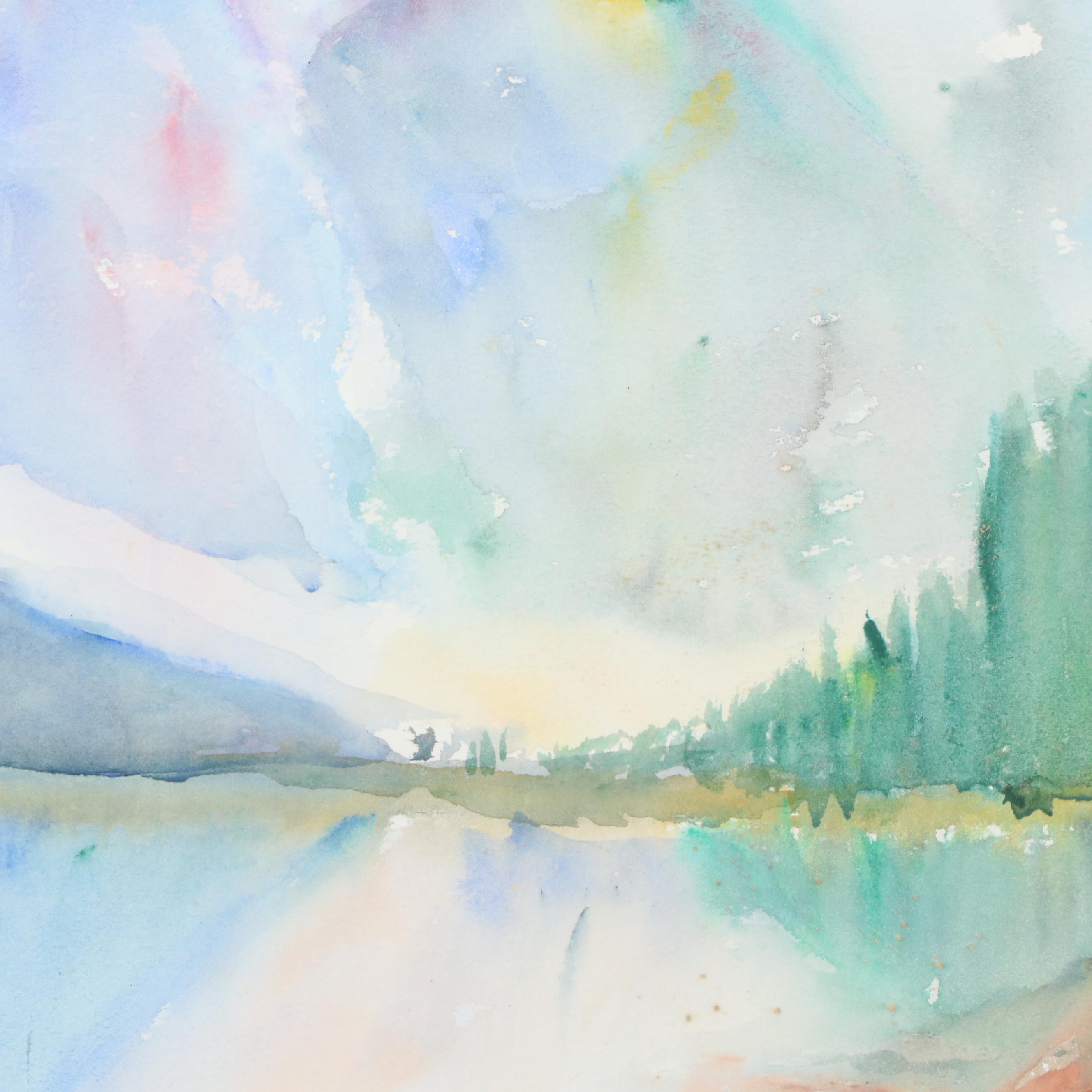 Mildred Cohn Alpine Lake Landscape Watercolor Painting "Lake Louise ...