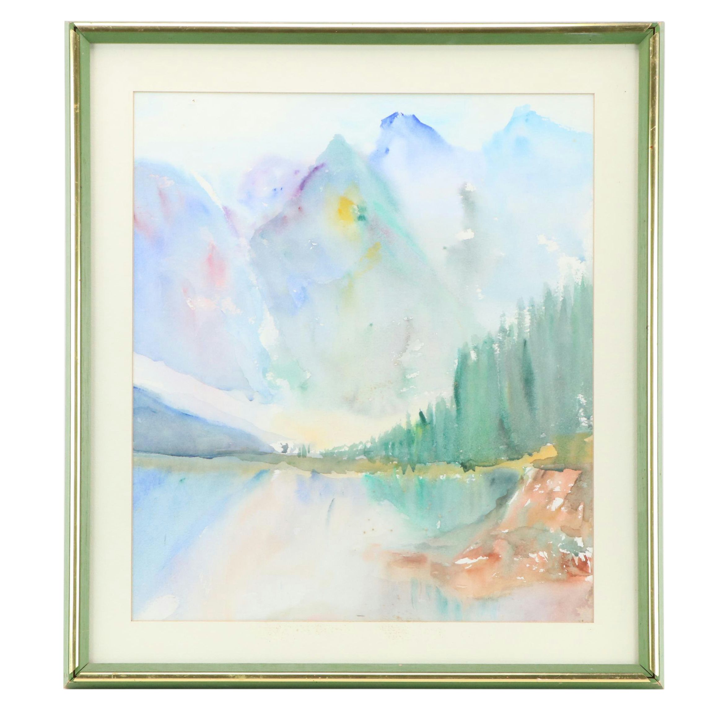 Mildred Cohn Alpine Lake Landscape Watercolor Painting "Lake Louise ...