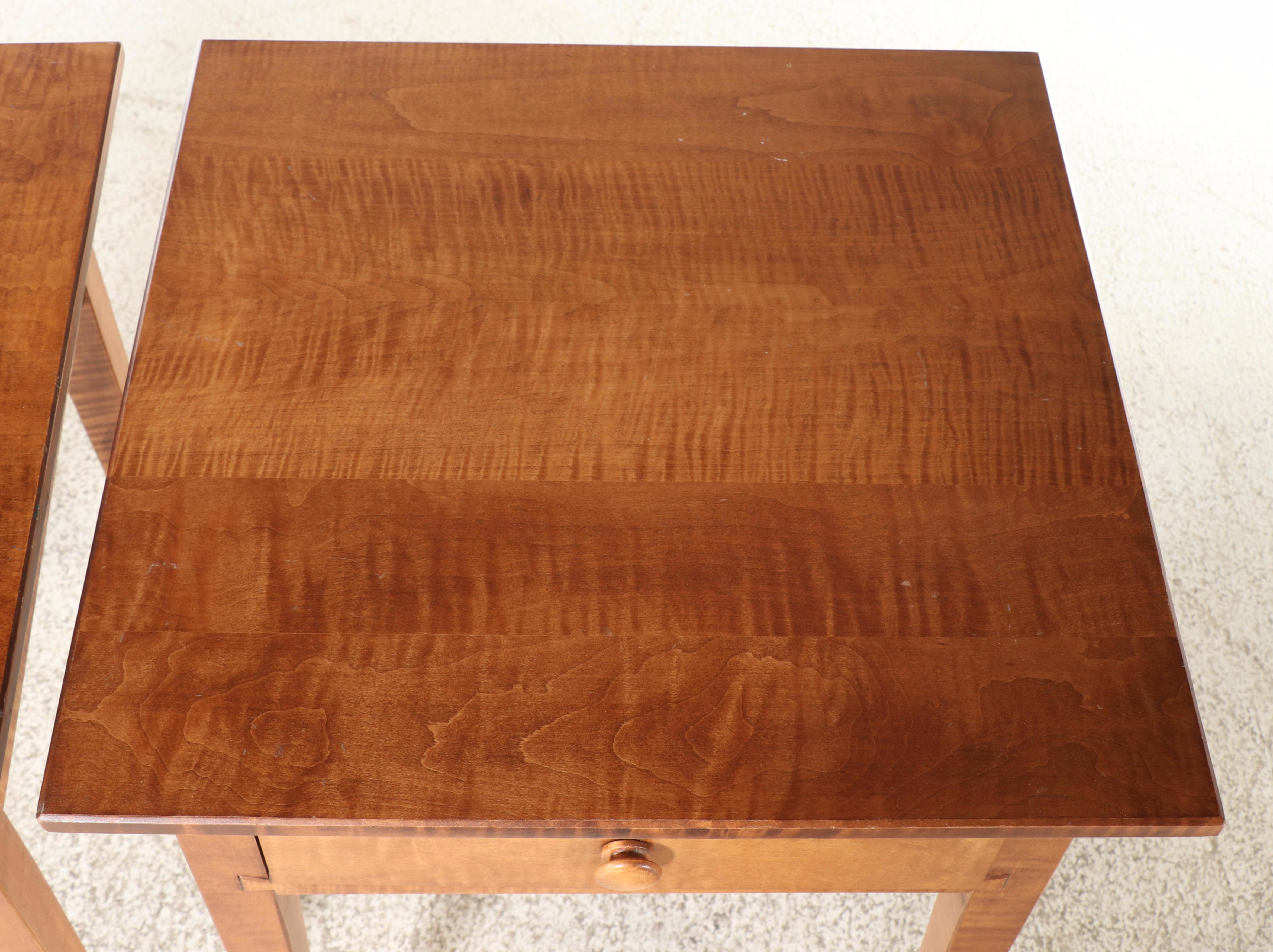 Pair of Hunt Country Furniture Shaker Style Tiger Maple Side Tables | EBTH