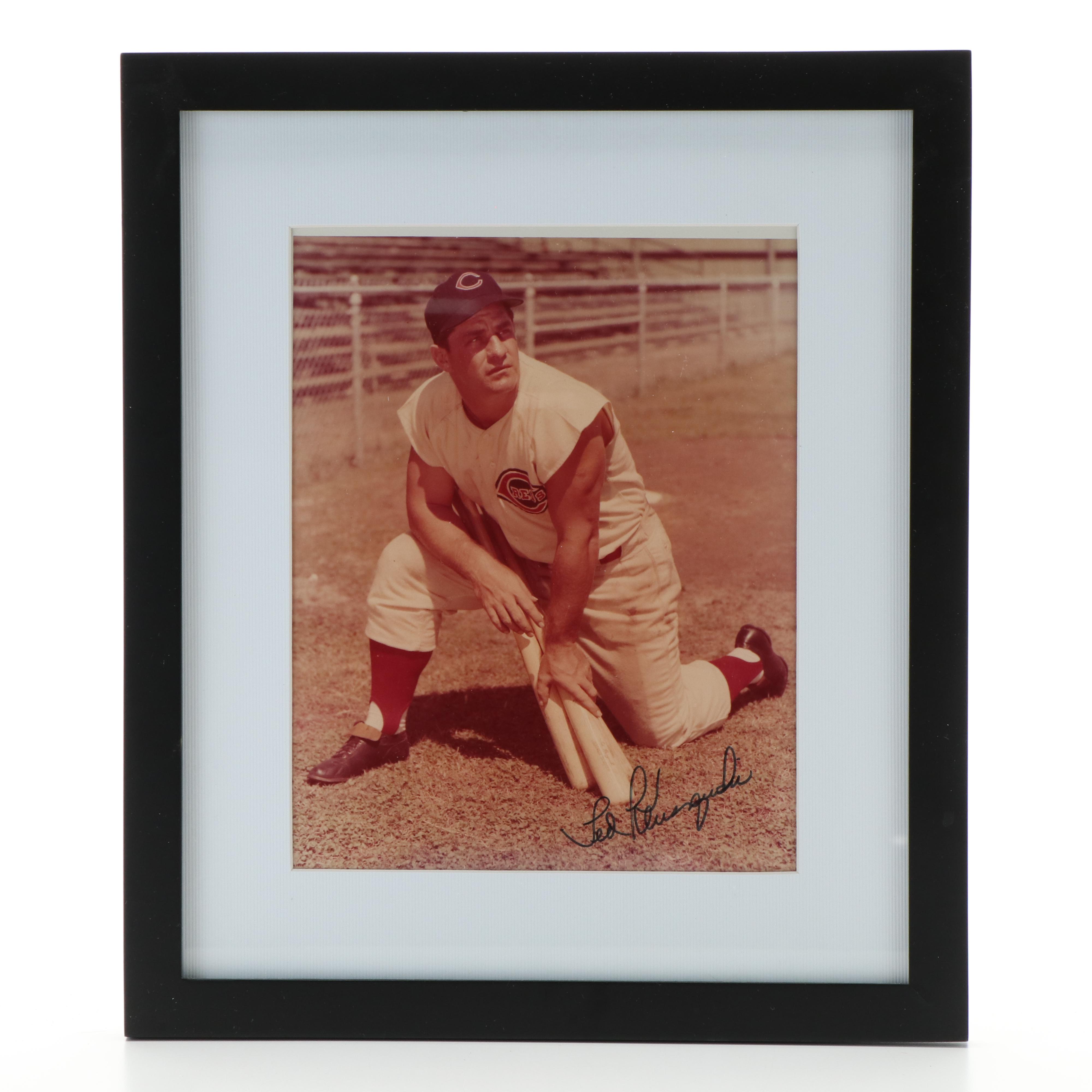 Ted Kluszewski Signed Cincinnati Reds Print with 1955 Topps Double ...