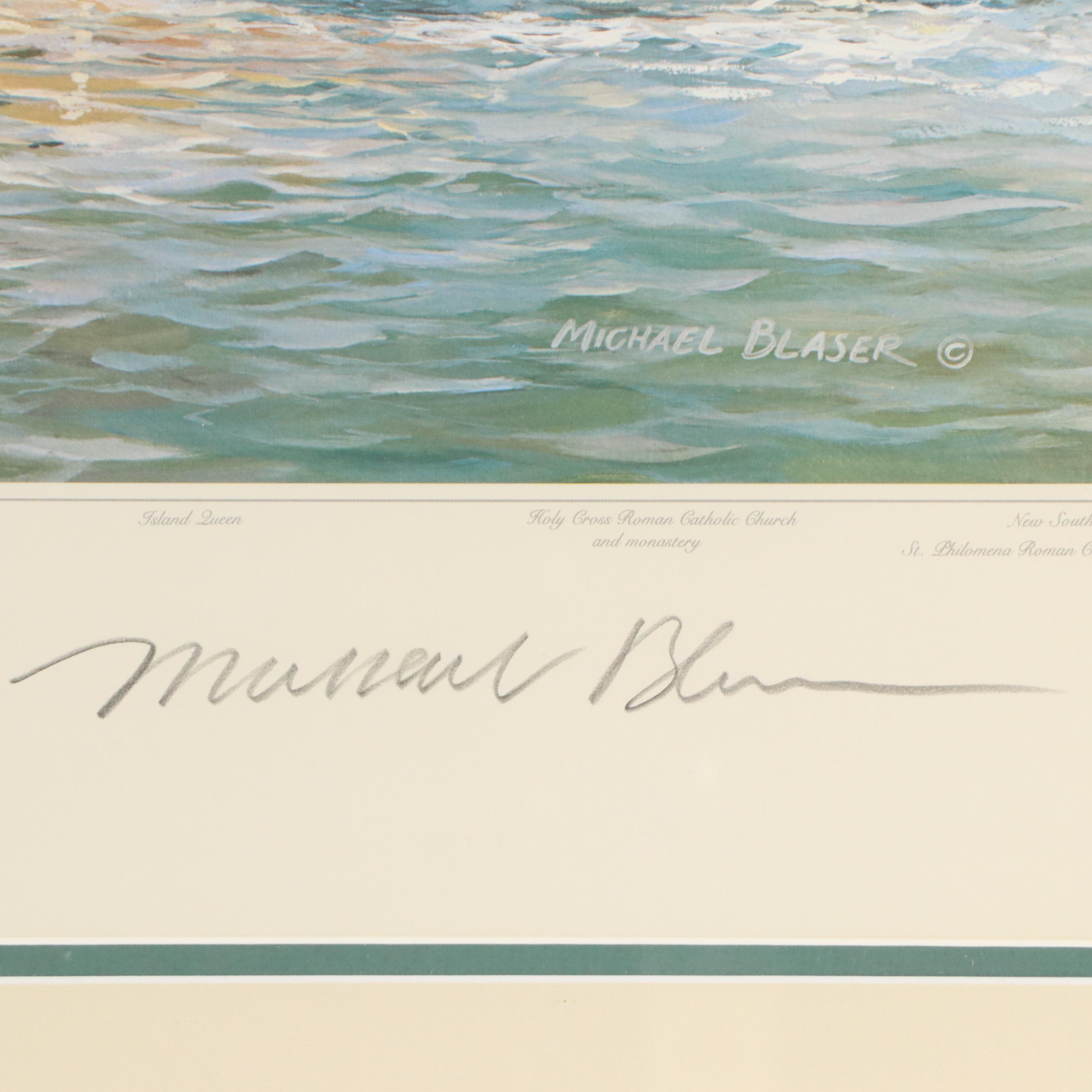 Michael Blaser Offset Lithograph "The Public Landing - Cincinnati, 1900 ...