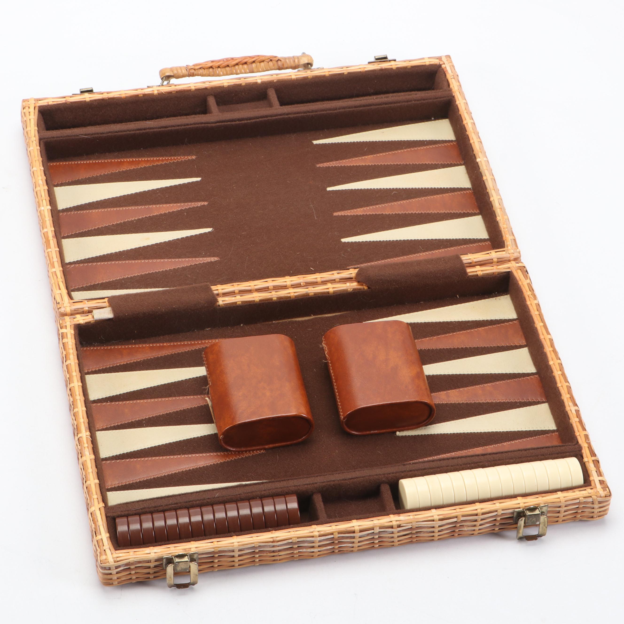 Portable Wicker Backgammon Game Set | EBTH