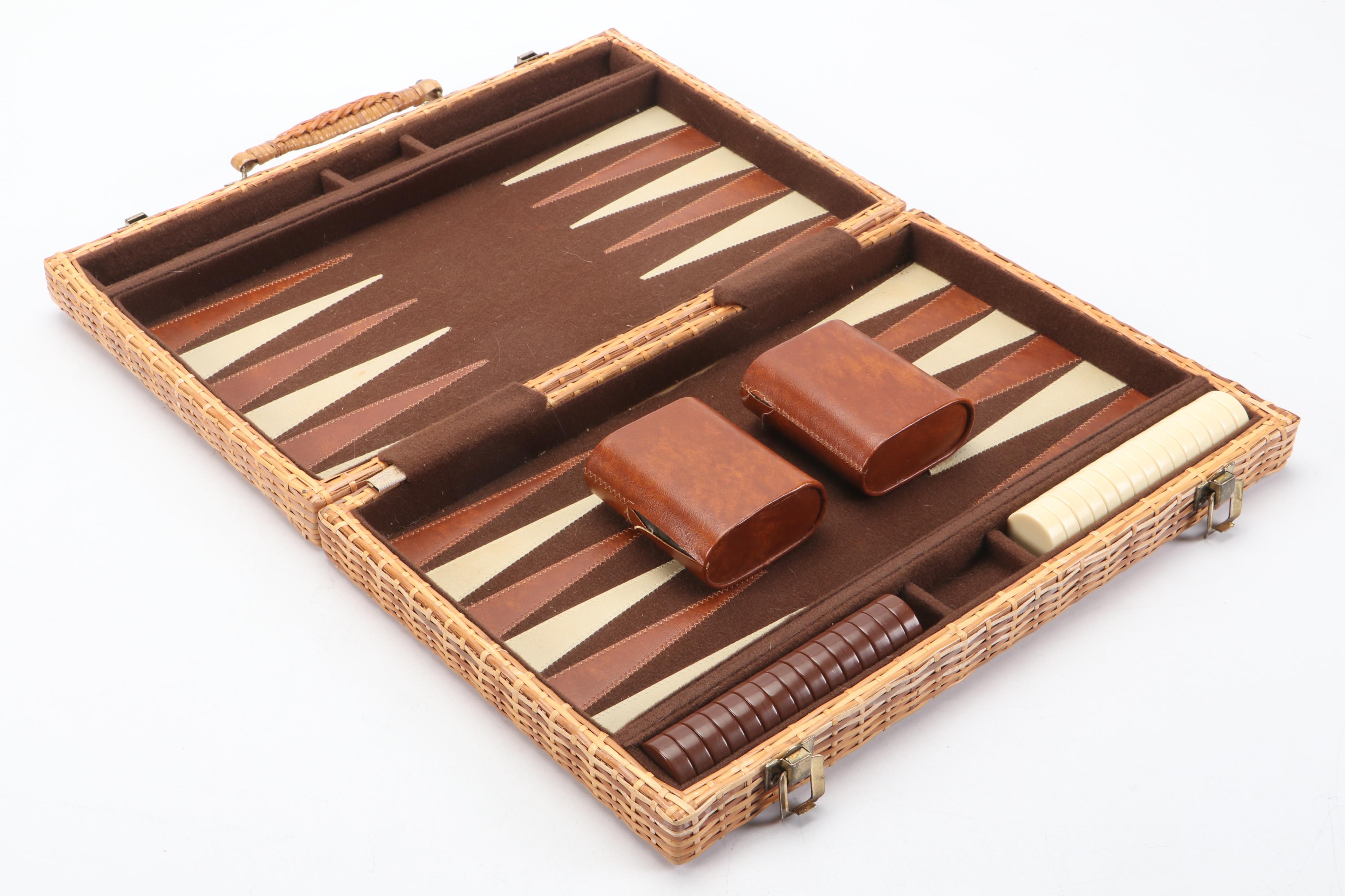 Portable Wicker Backgammon Game Set | EBTH