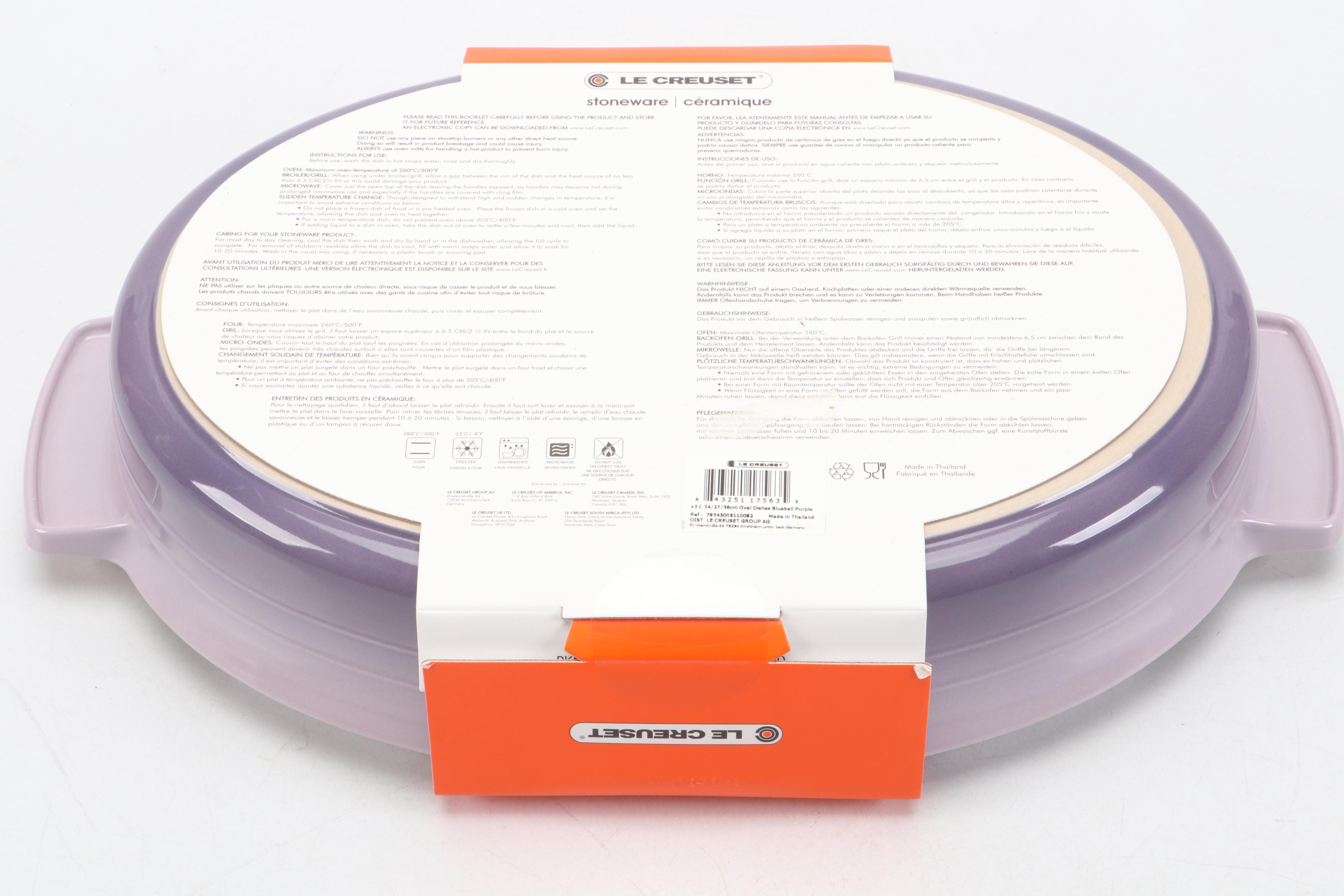 Le Creuset Bluebell Purple Stoneware Oval Baking Dishes | EBTH
