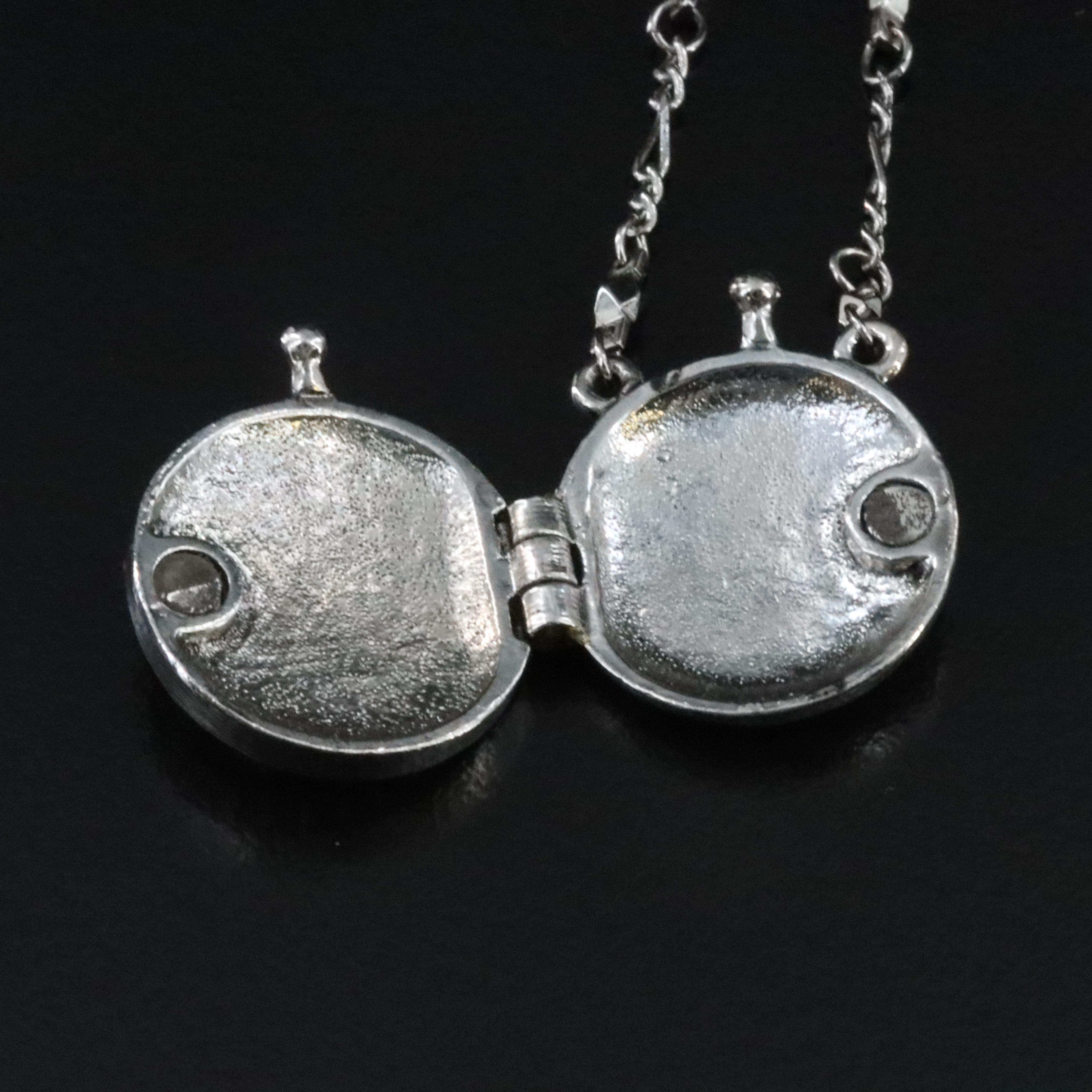 Locket Necklace with Enameling and Rhinestones | EBTH