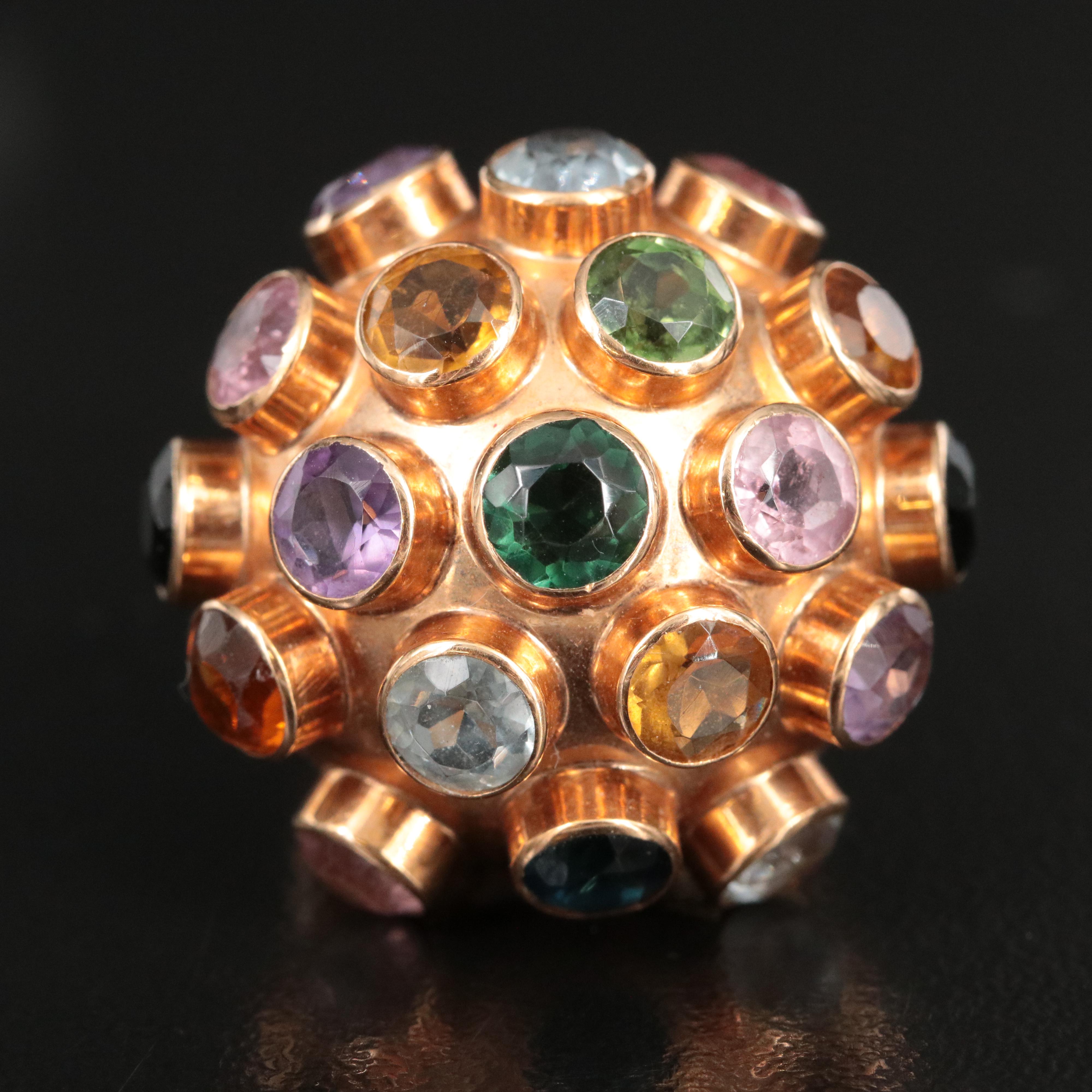 18K Tourmaline, Aquamarine and Amethyst Sputnik Ring | EBTH