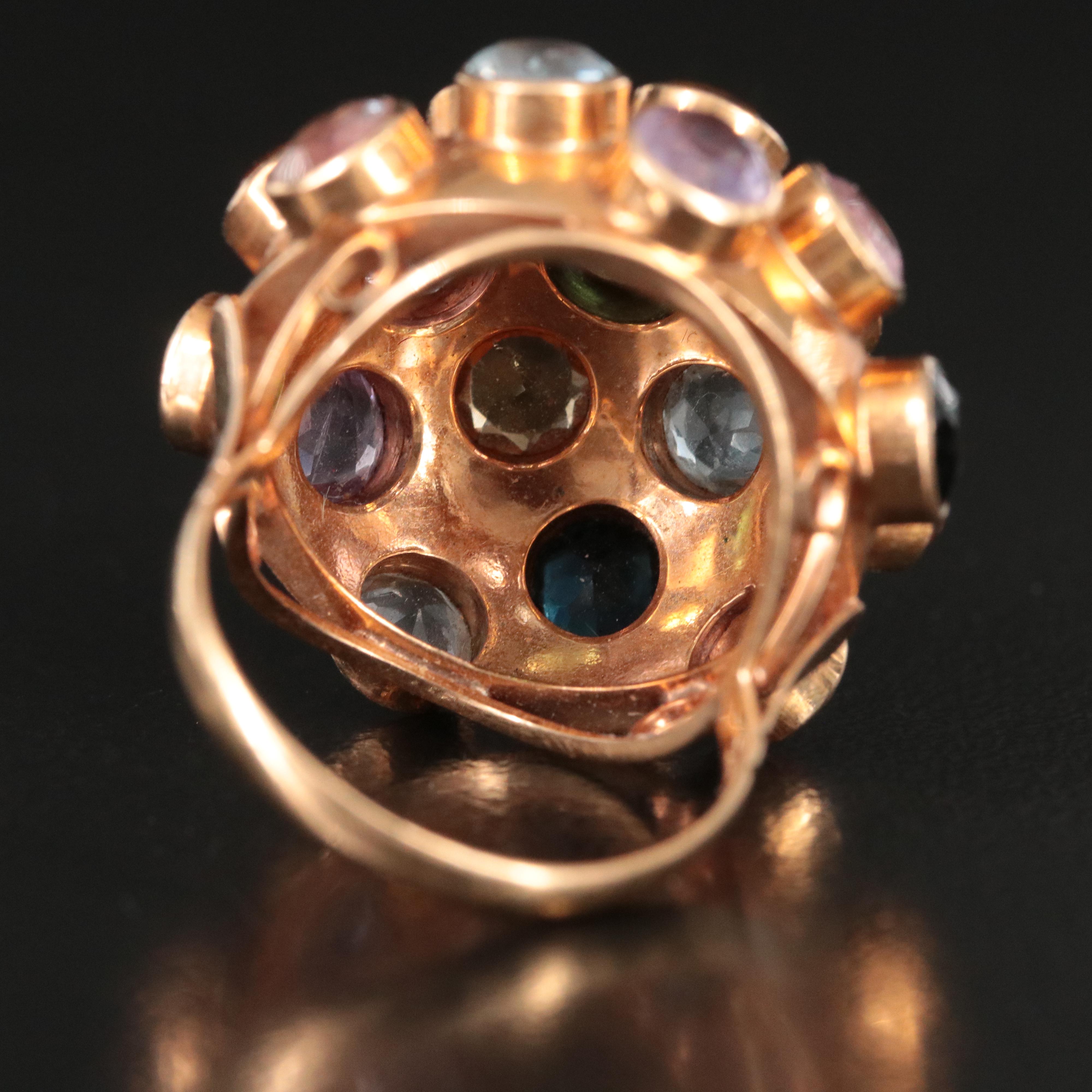 18K Tourmaline, Aquamarine and Amethyst Sputnik Ring | EBTH