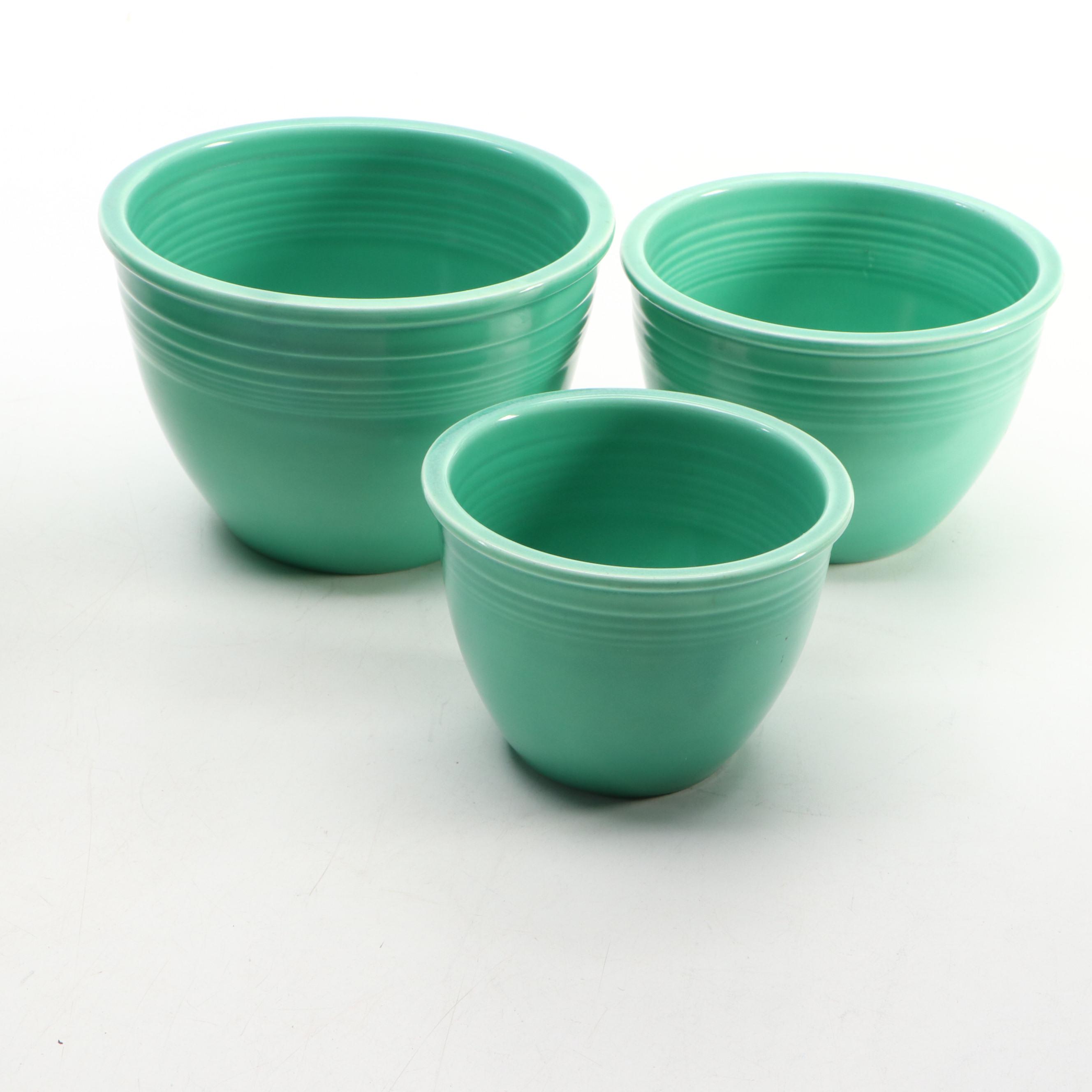Homer Laughlin Green Glaze Ceramic Nesting Mixing Bowls | EBTH
