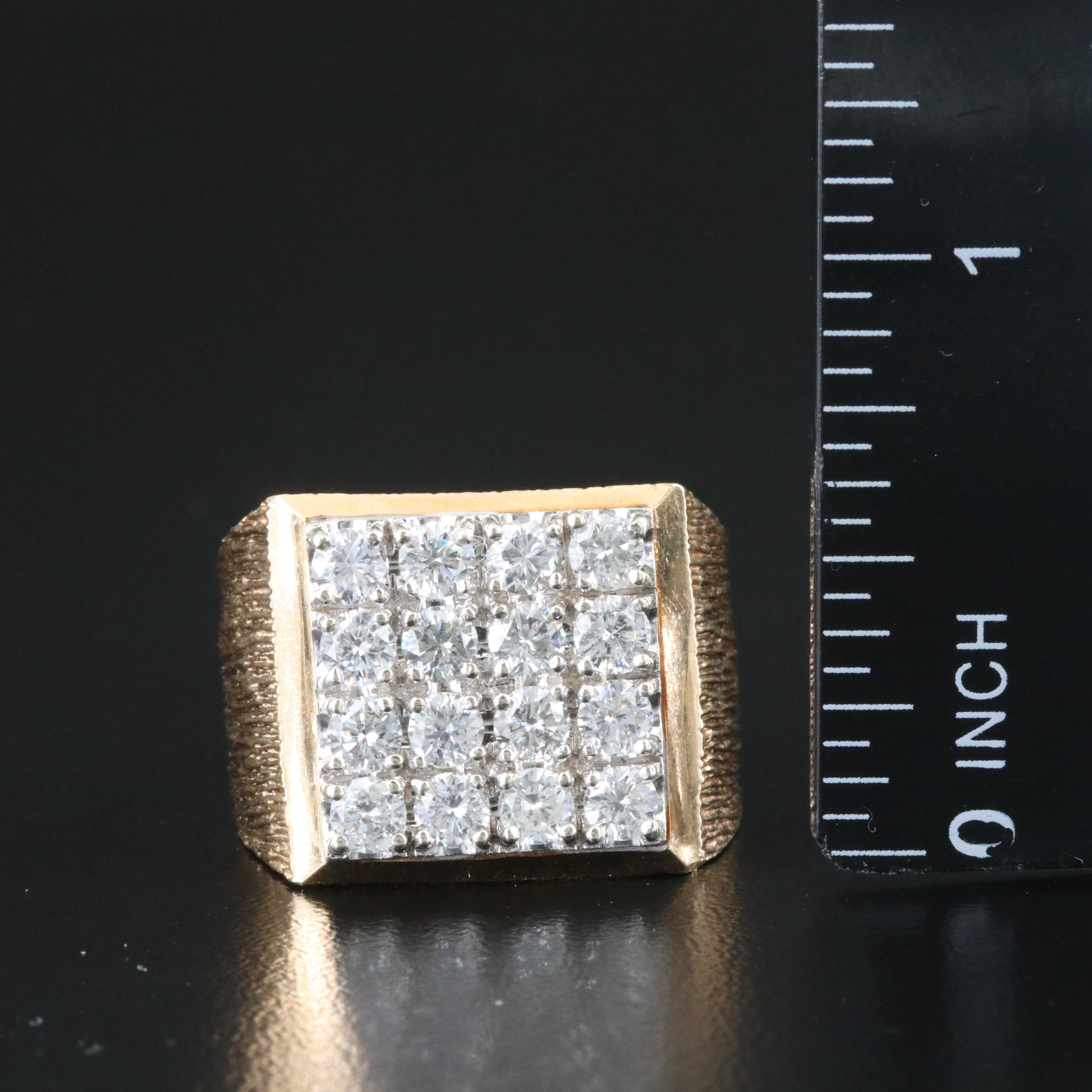 14K CTW 1.70 CTW Diamond Signet Ring | EBTH