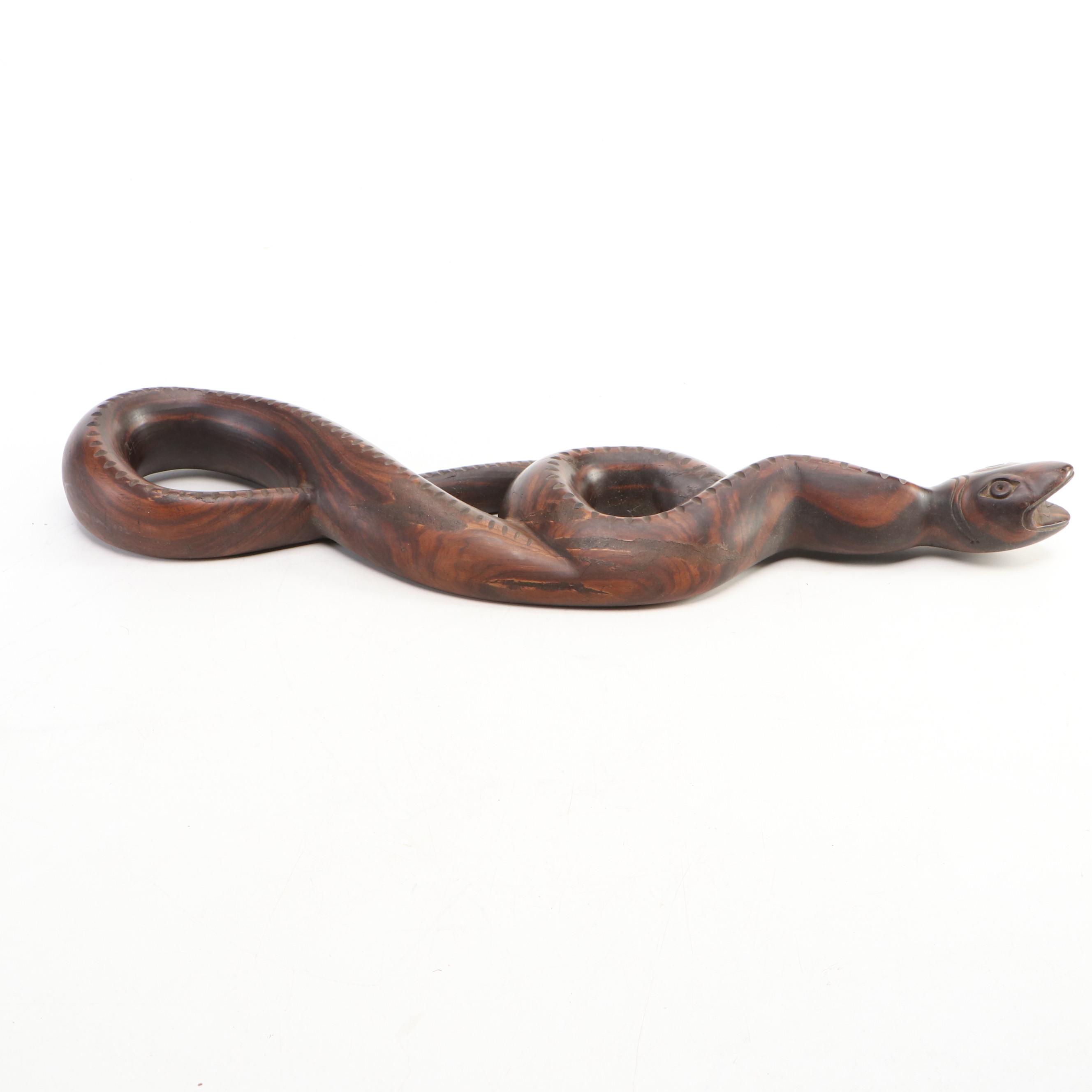 Hand-Carved Wooden Snake Figurine | EBTH