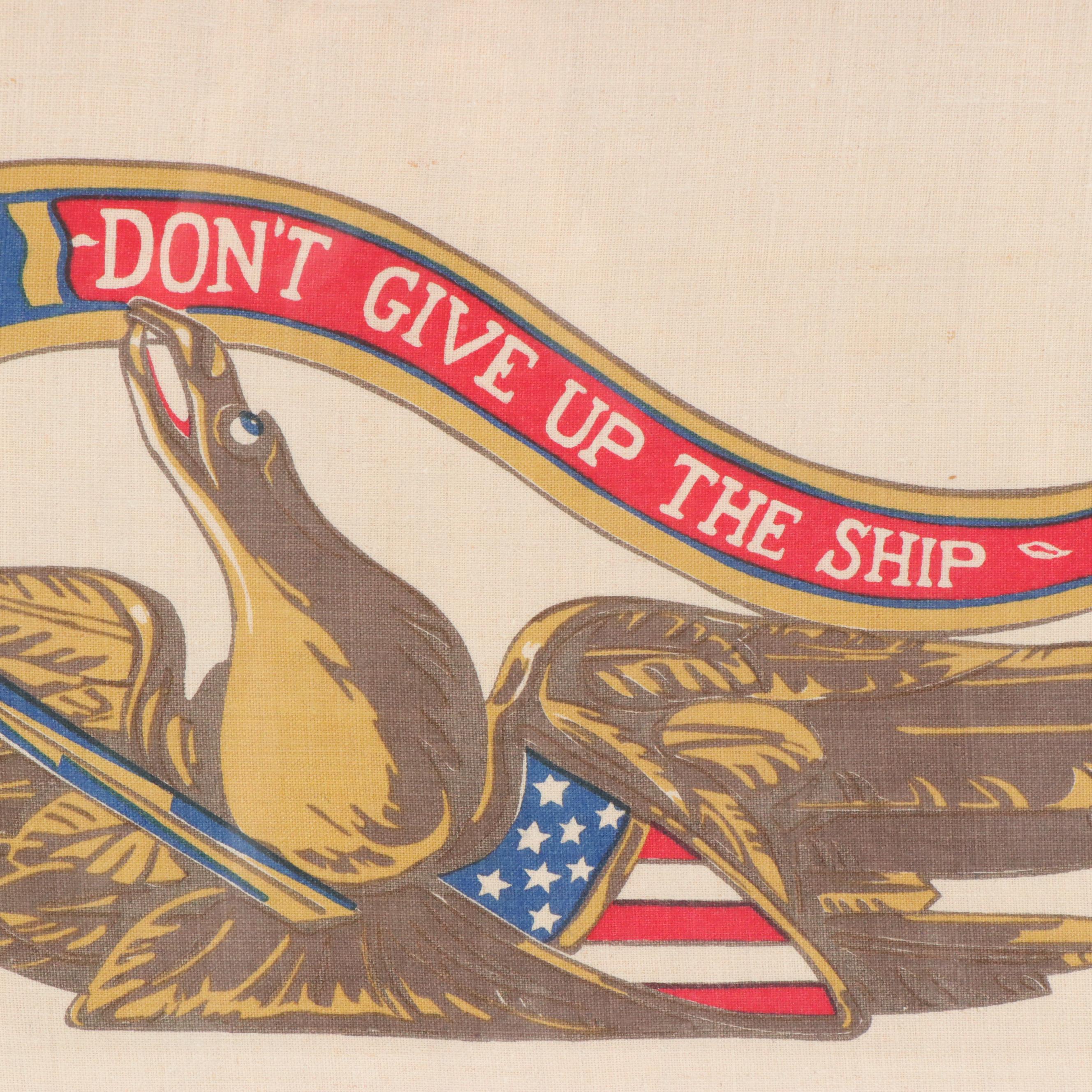 Relief Printed Tea Towel After Mary Sarg "Don't Give Up The Ship," 20th ...