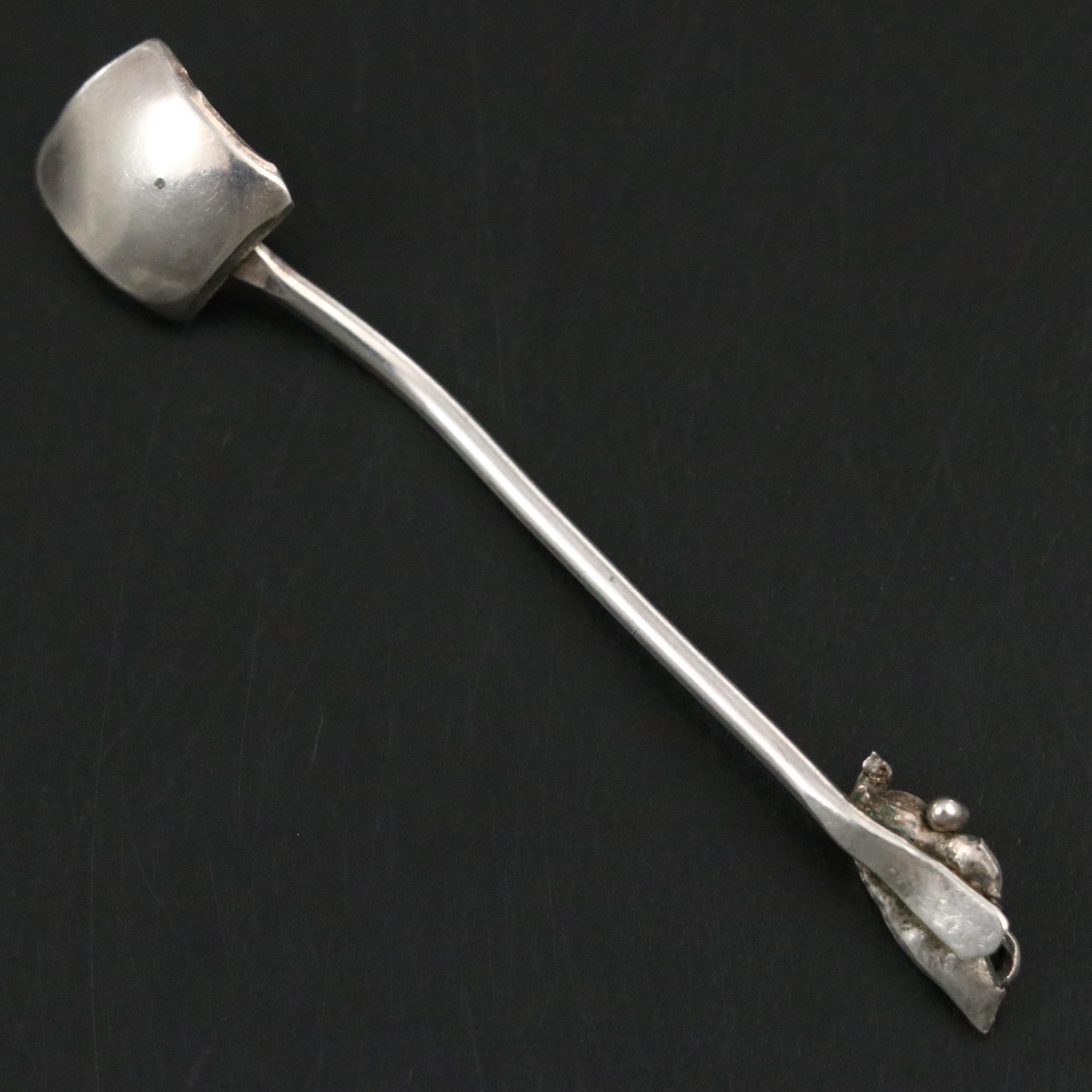 Artisan-Crafted Sterling SIlver Salt Spoon with Squirrel Accent | EBTH