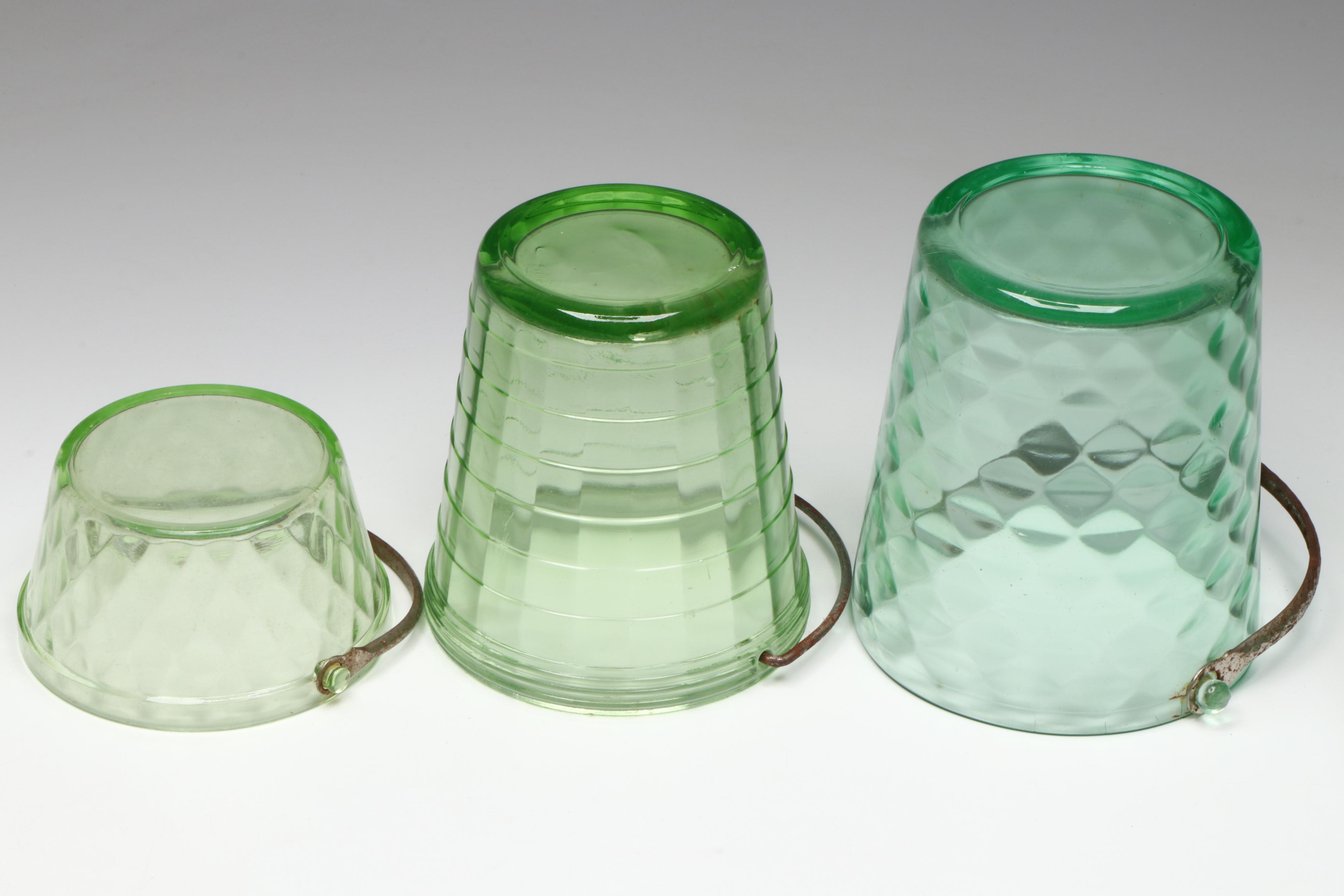 Anchor Hocking "Block Optic" with Other Uranium Glass Ice Buckets and ...