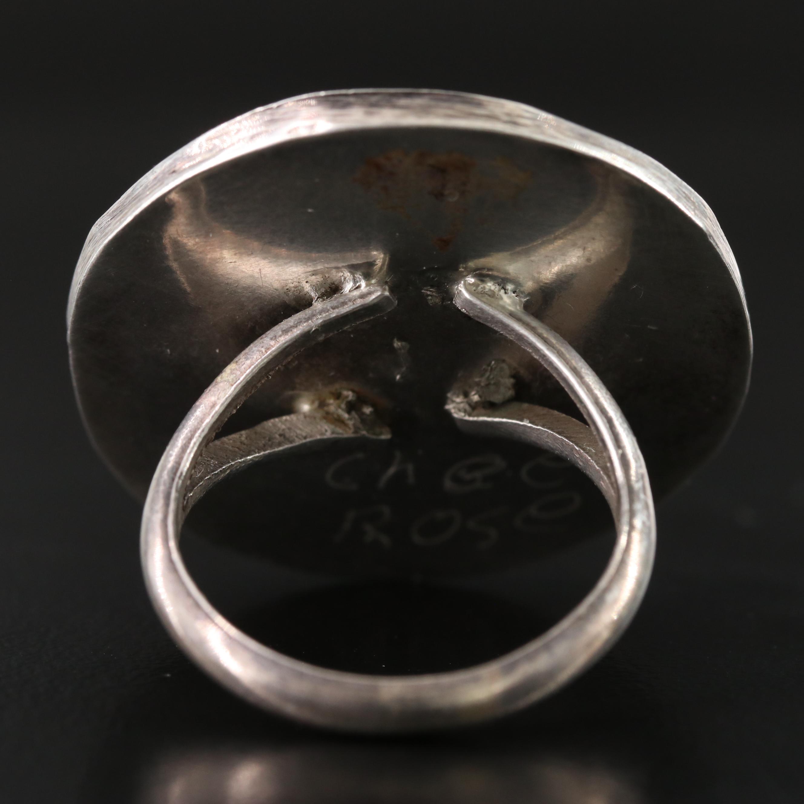 Rose Chee Navajo Diné Sterling Inlay Ring | EBTH