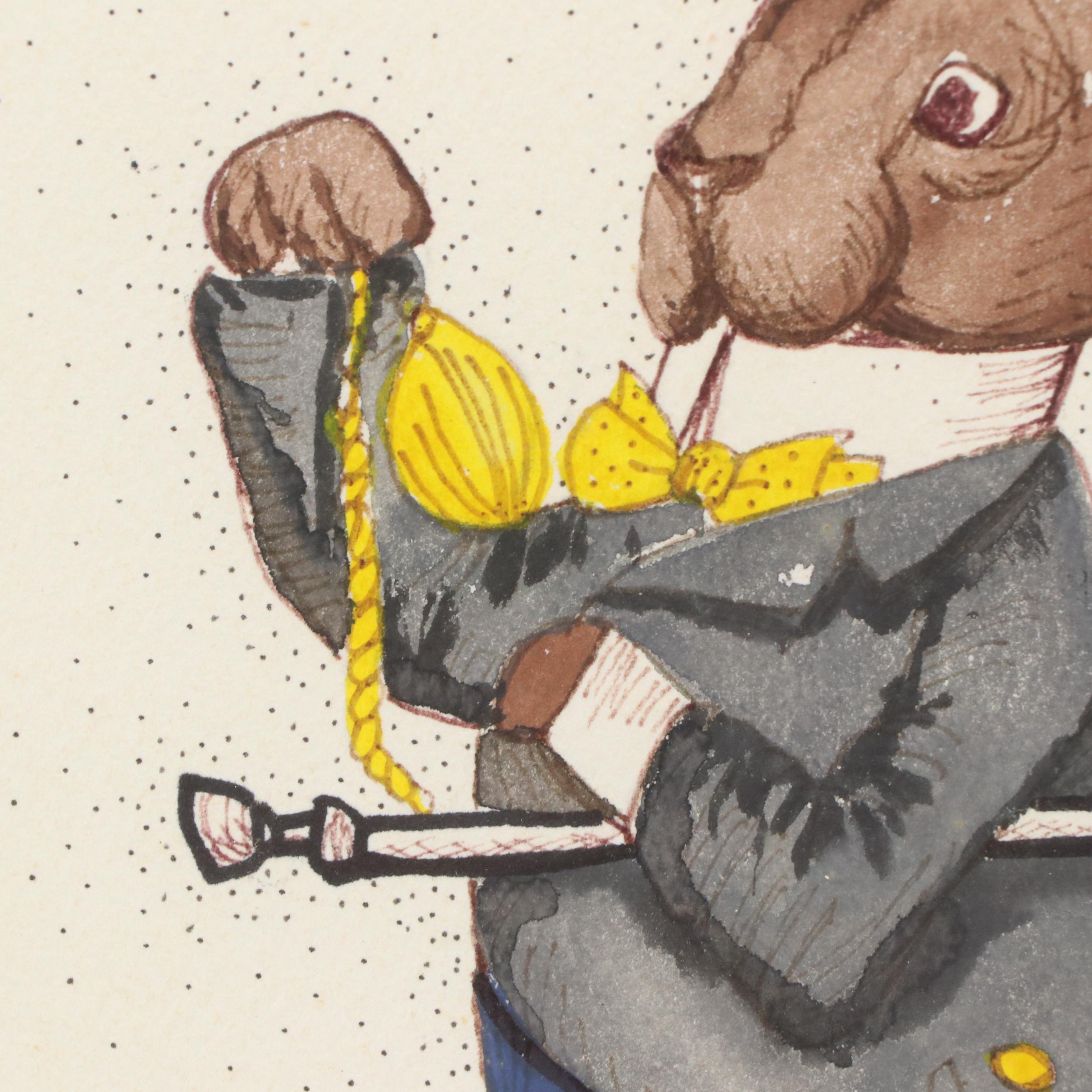 Dorothy Sarrabo Watercolor Illustration "Rabbit Watching Time" | EBTH