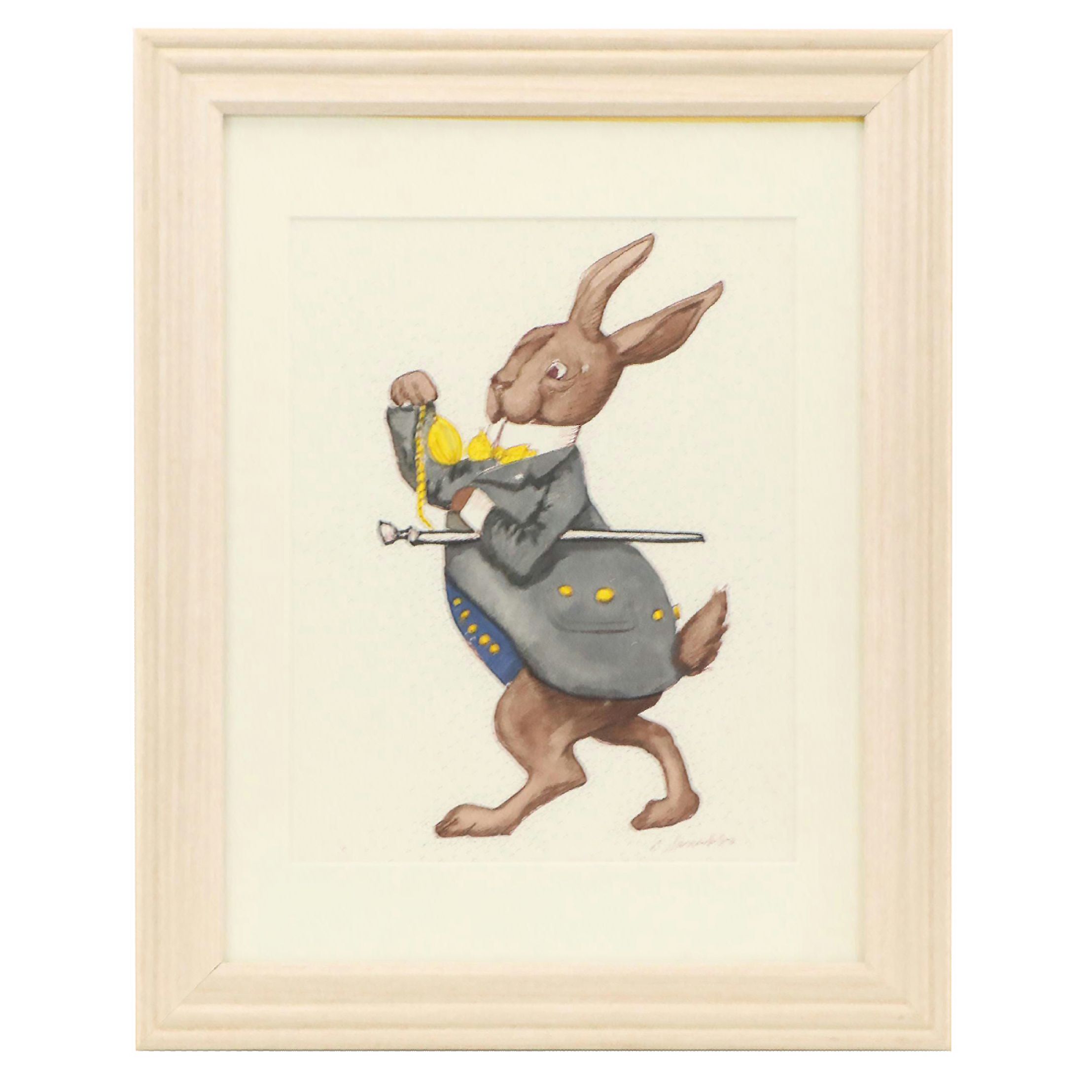 Dorothy Sarrabo Watercolor Illustration "Rabbit Watching Time" | EBTH