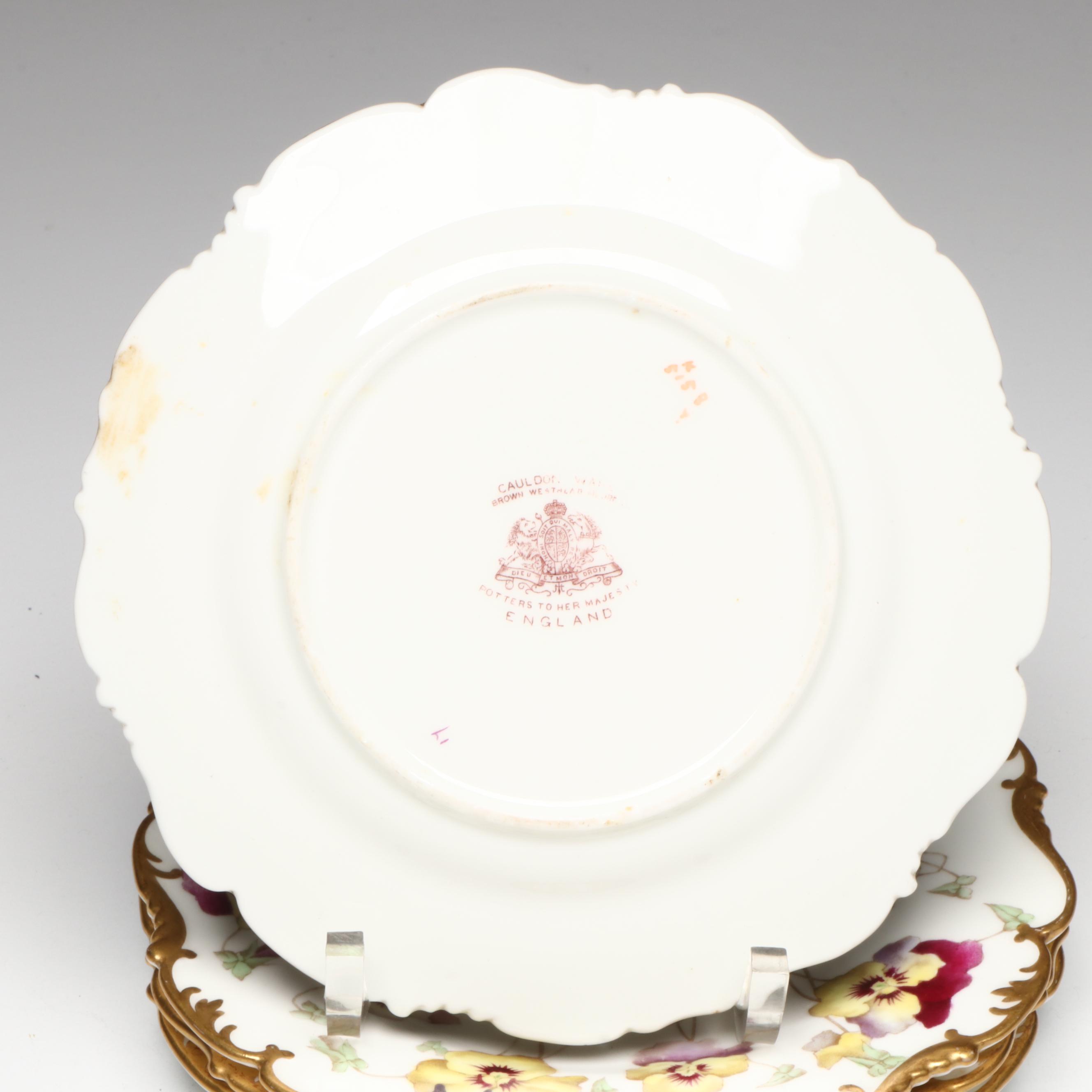 Royal Crown Derby "Royal Pinxton Roses" Salad Plates and Cauldon Ware ...