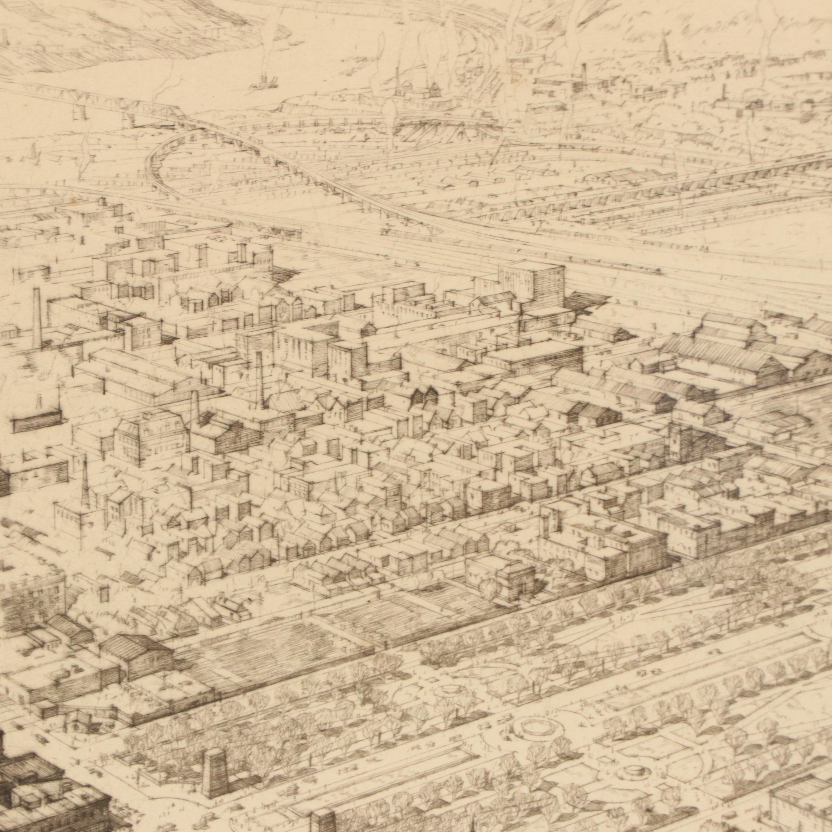 Louis Conrad Rosenberg Etching "Union Terminal Construction, Cincinnati ...