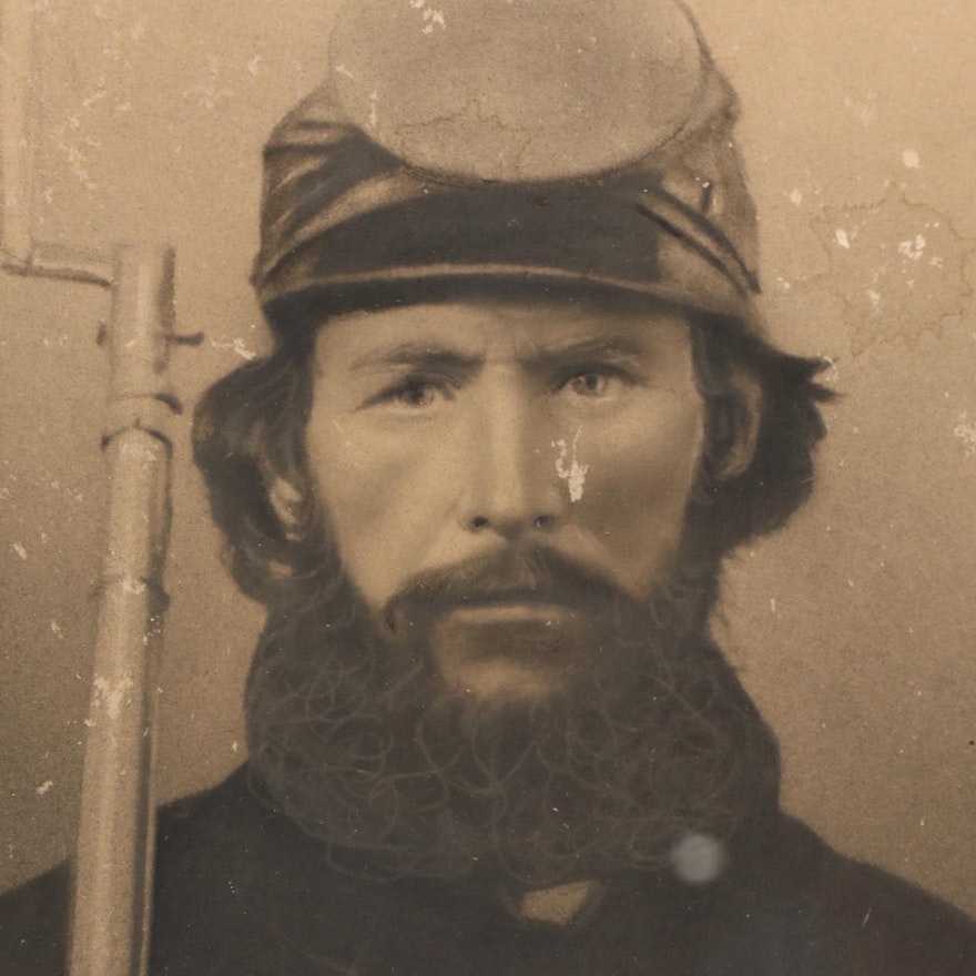 Photographic Portrait Of Civil War Soldier With Rifle Ebth