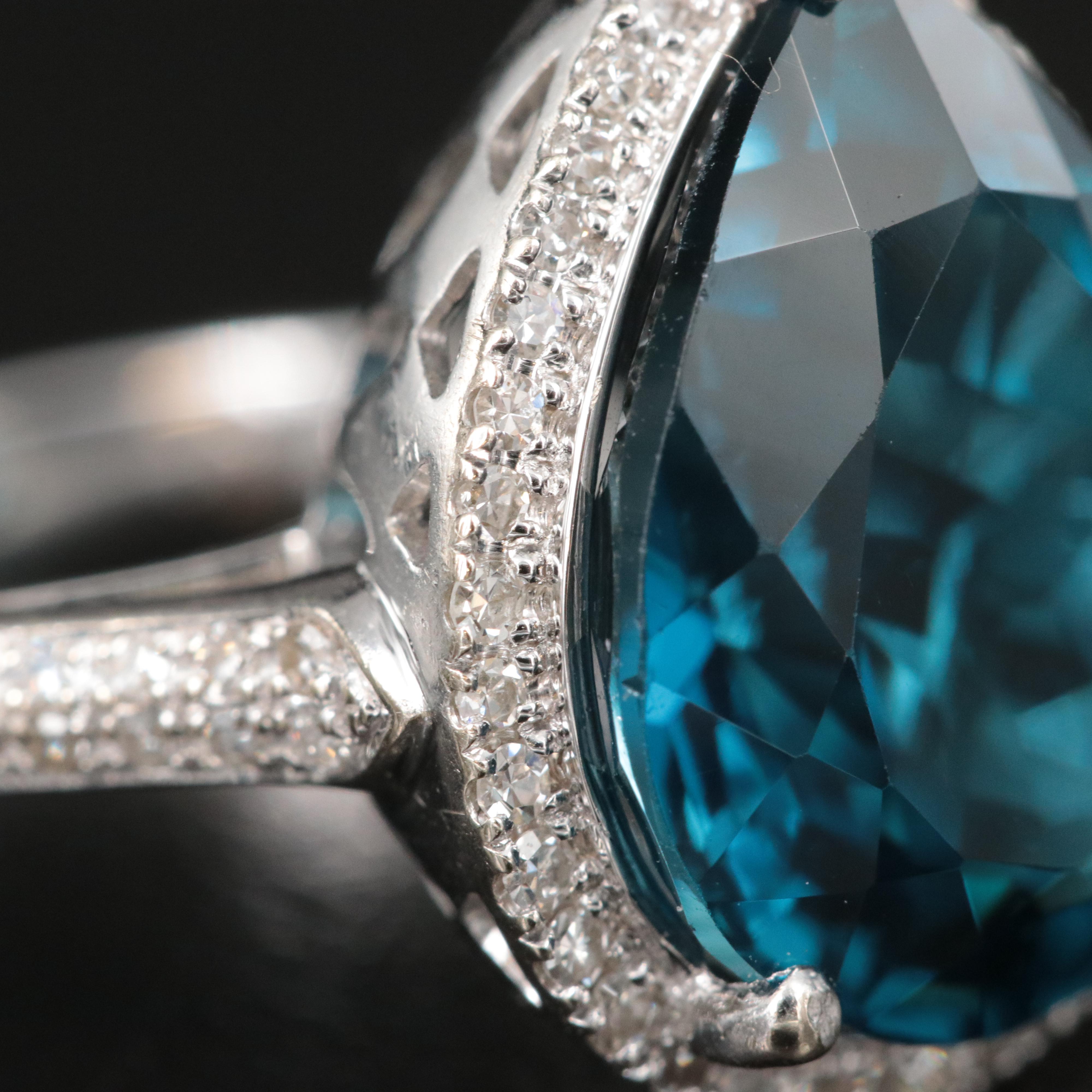 EFFY 14K London Topaz and 0.40 CTW Diamond Ring | EBTH