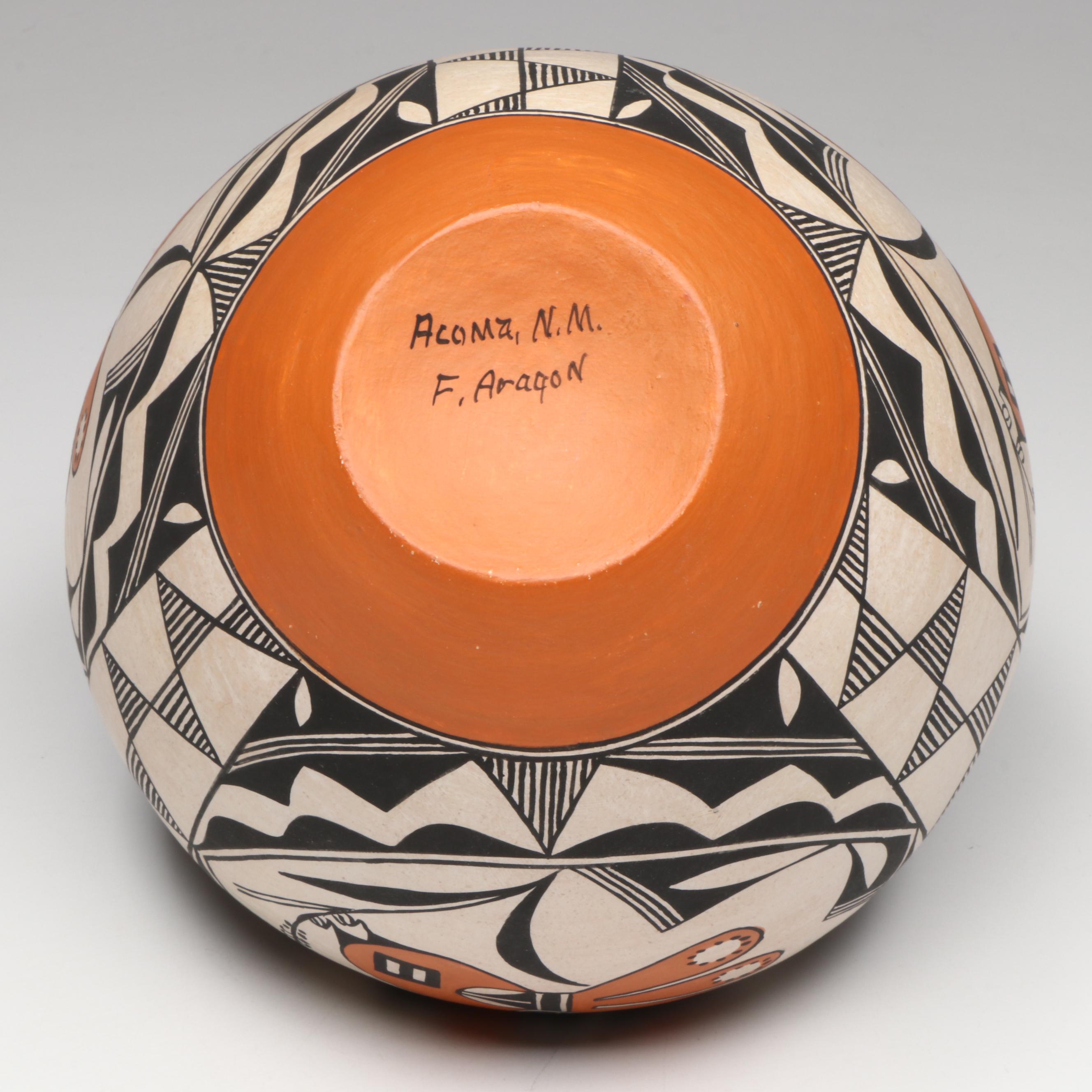 Florence Aragon Acoma Pueblo Pottery Polychrome Bird Olla, Late 20th ...