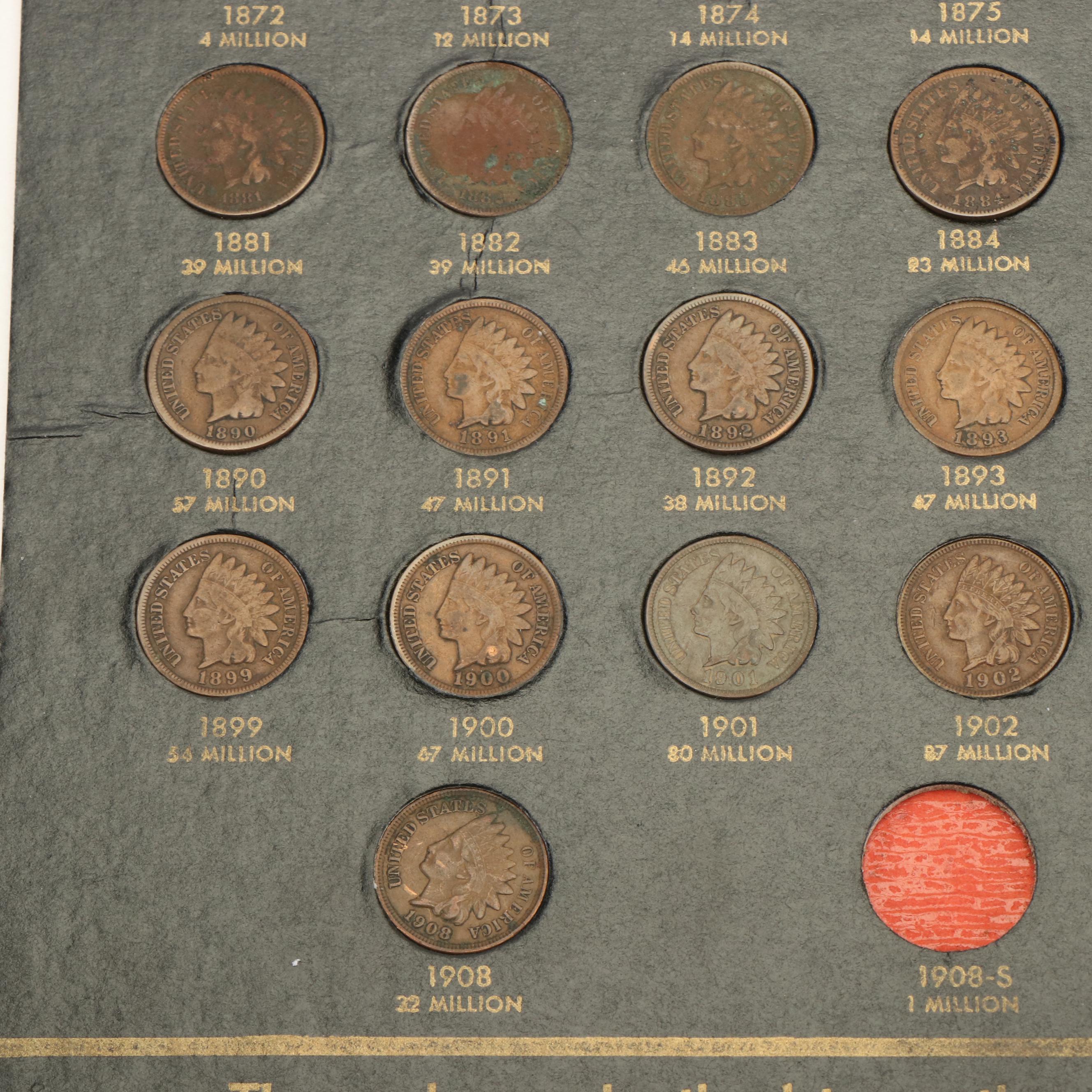 Three Vintage Whitman Indian Head Cent Coin Boards, 108 Coins | EBTH