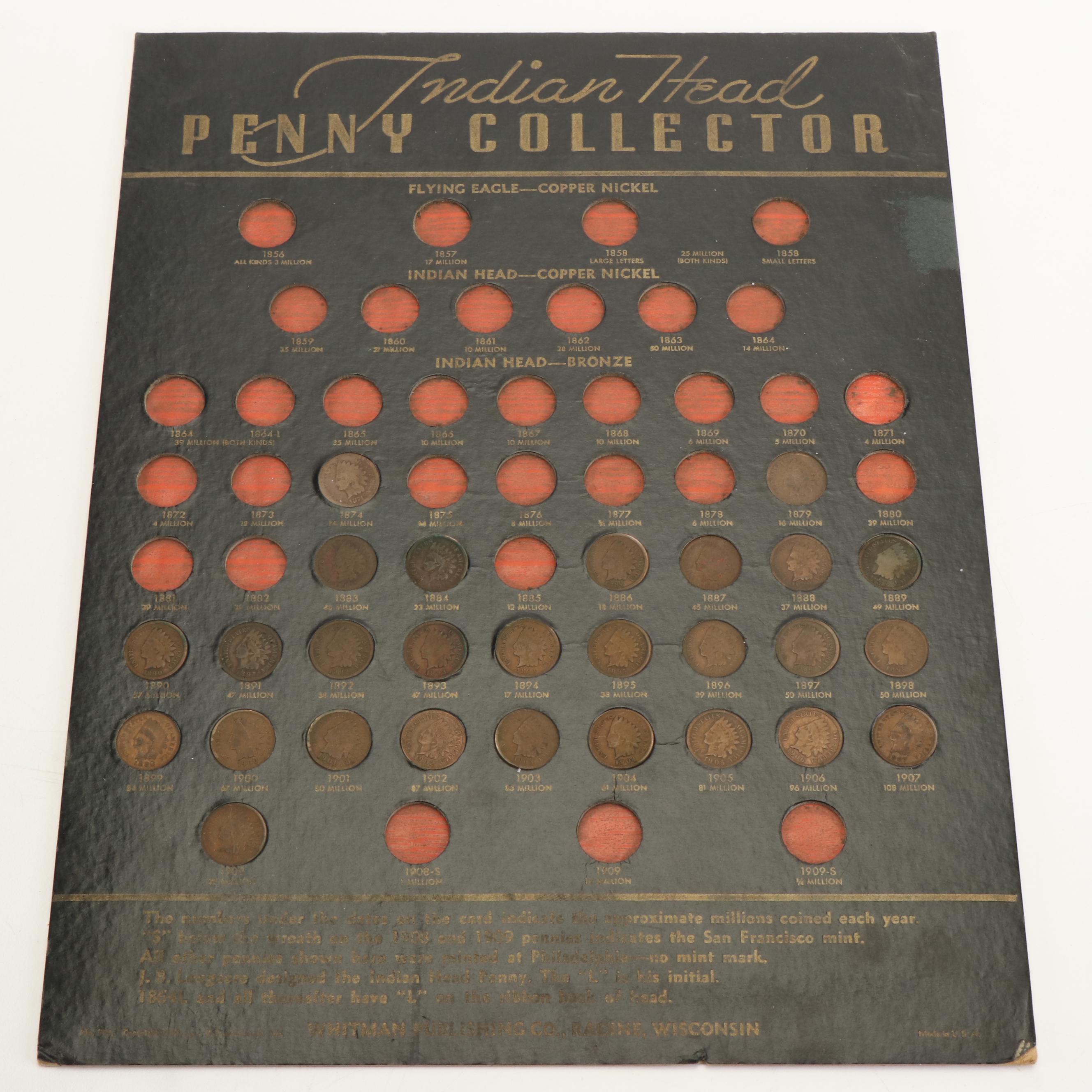 Three Vintage Whitman Indian Head Cent Coin Boards, 108 Coins | EBTH