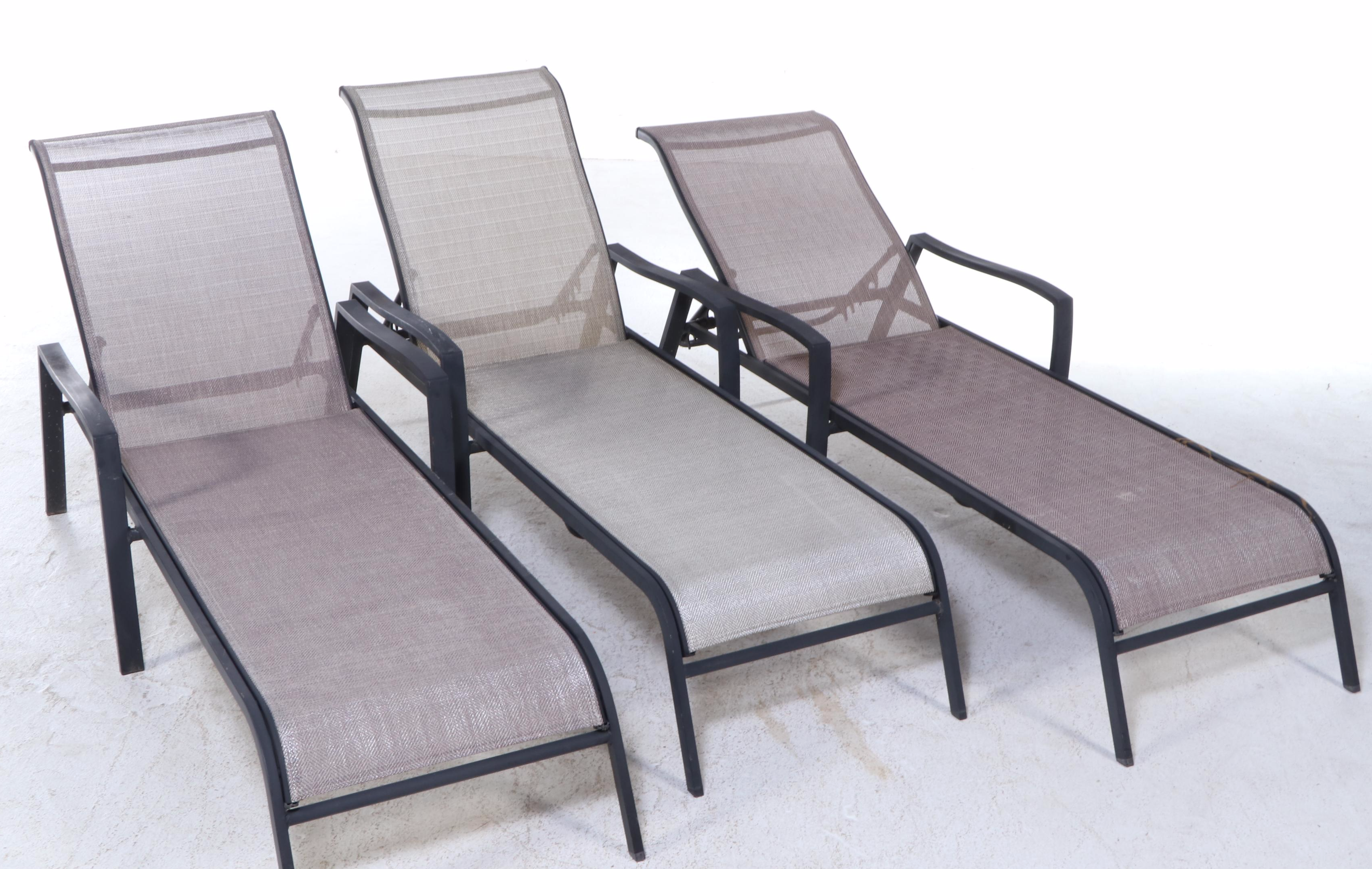 Three Contemporary Outdoor Chaise Lounges with Umbrella | EBTH